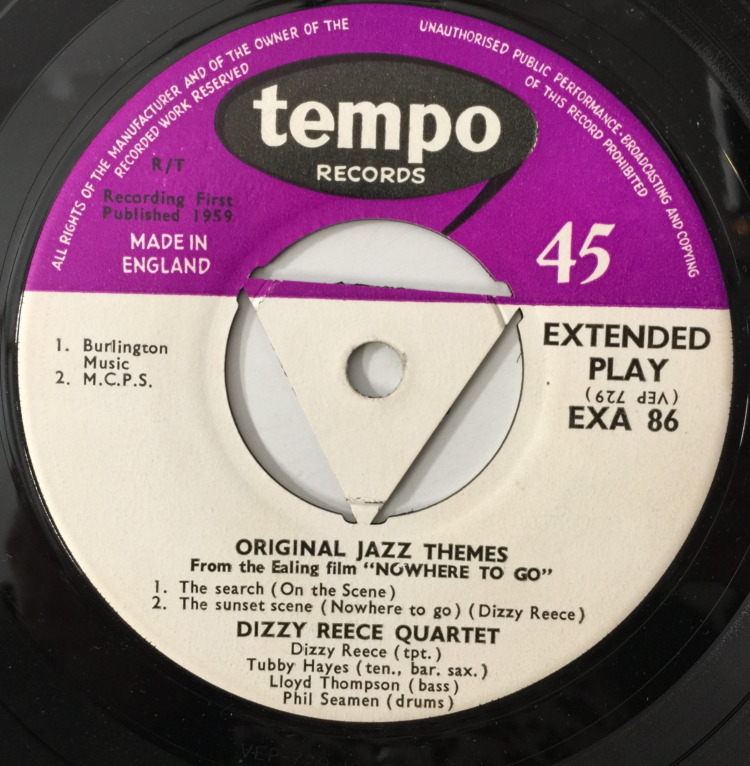 Lot 134 - THE DIZZY REECE QUARTET - NOWHERE TO GO