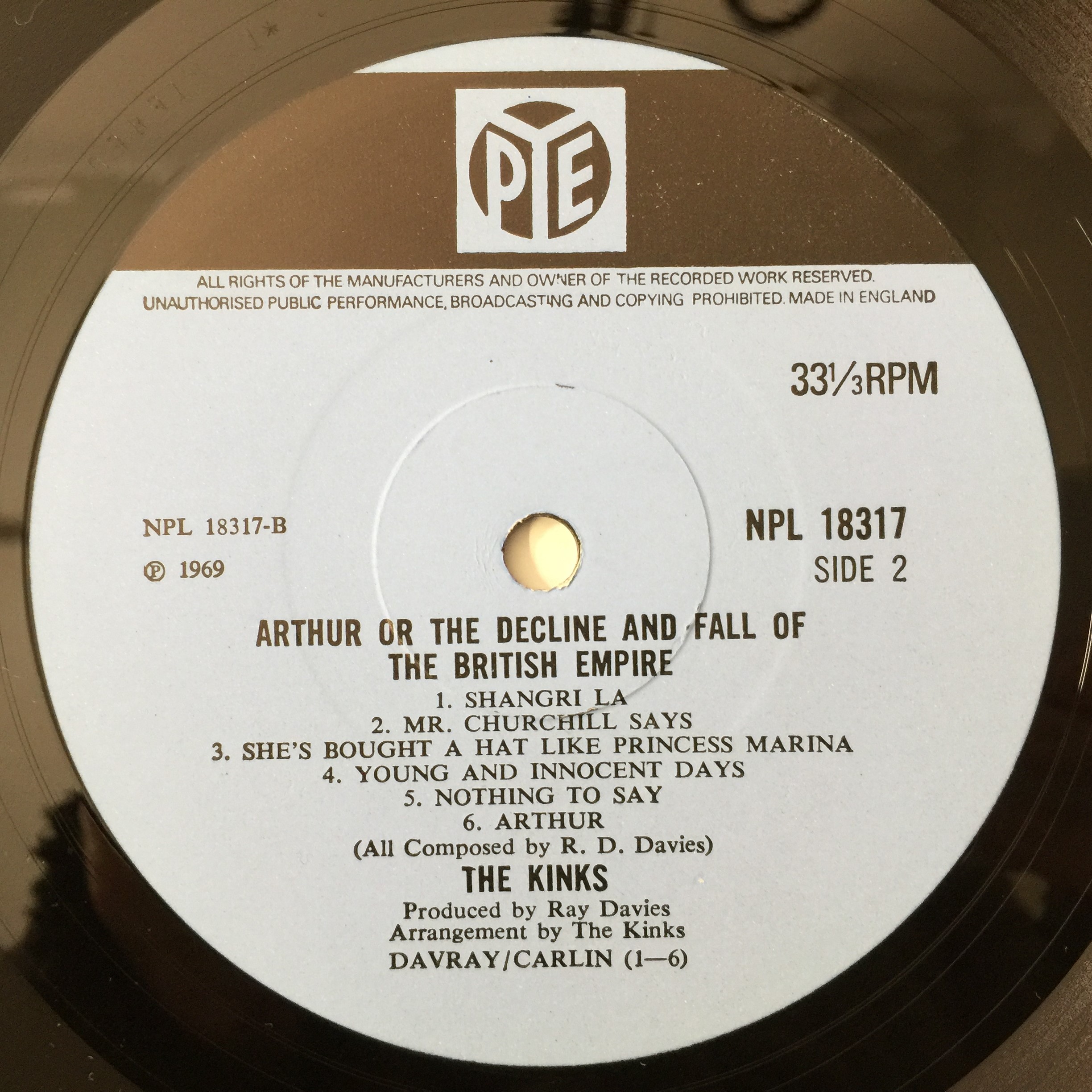 Lot 16 - THE KINKS - ARTHUR OR THE DECLINE AND FALL OF