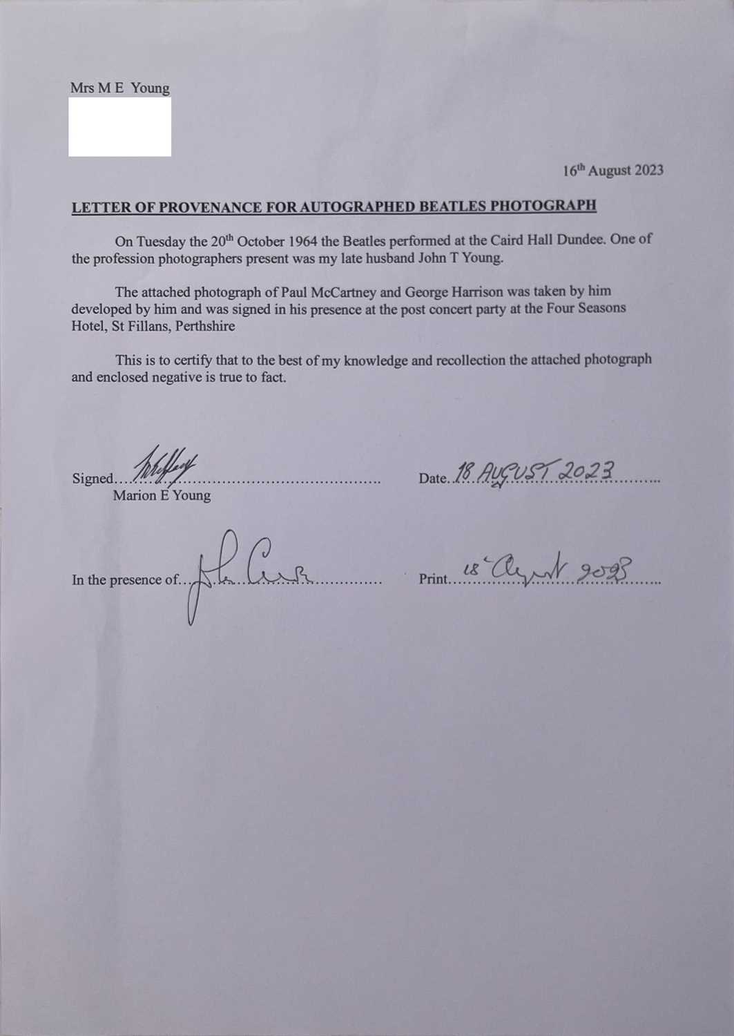 Lot 362 - PAUL MCCARTNEY & GEORGE HARRISON - CAIRD