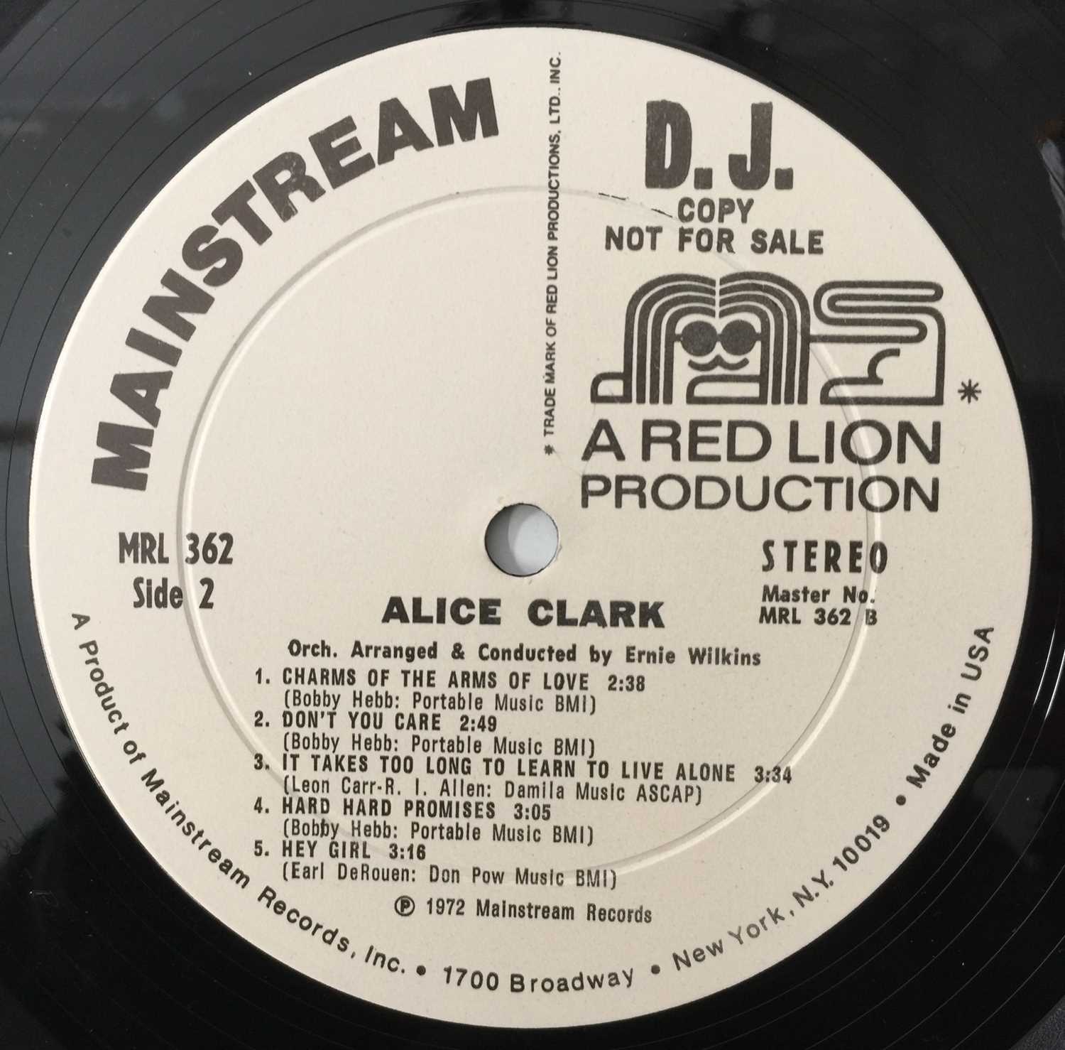 Lot 204 - ALICE CLARK - S/T LP (US PROMO - MAINSTREAM
