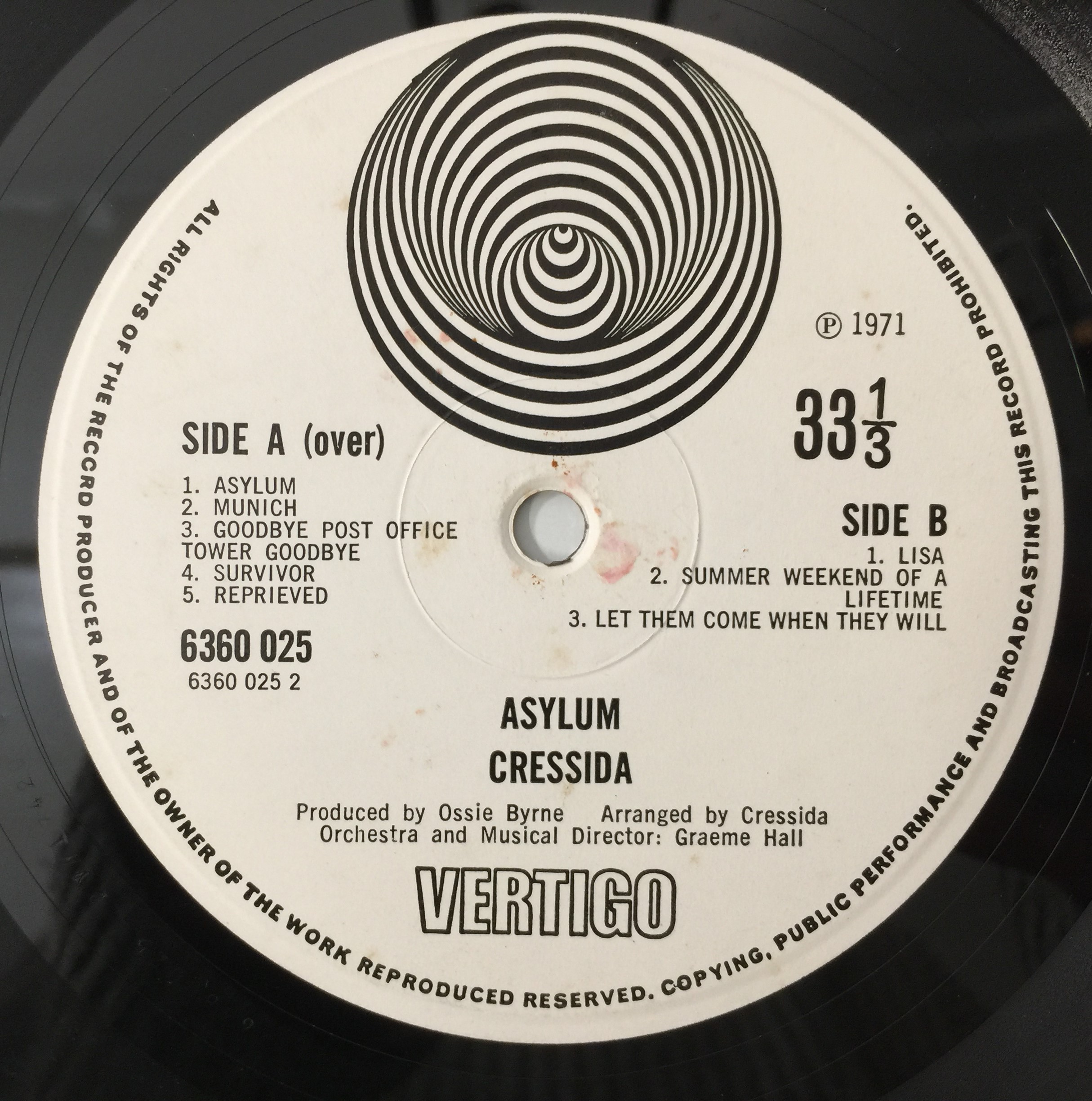 Lot 313 - CRESSIDA - ASYLUM LP (ORIGINAL UK COPY