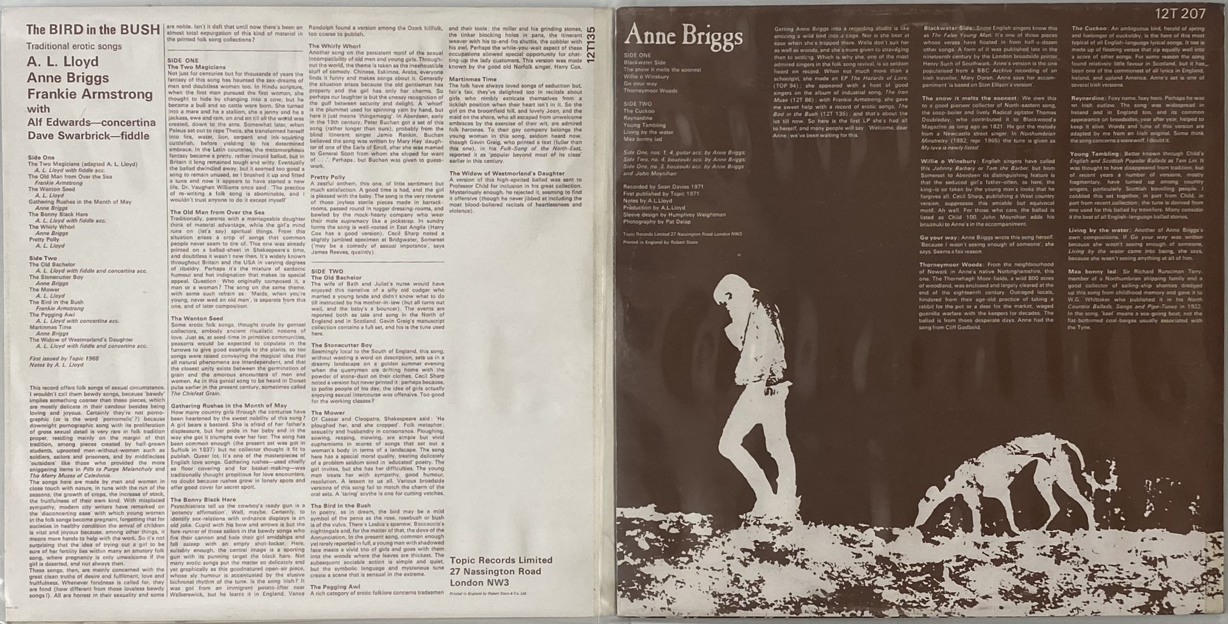 Lot 321 - ANNE BRIGGS - UK TOPIC LP RARITIES PACK