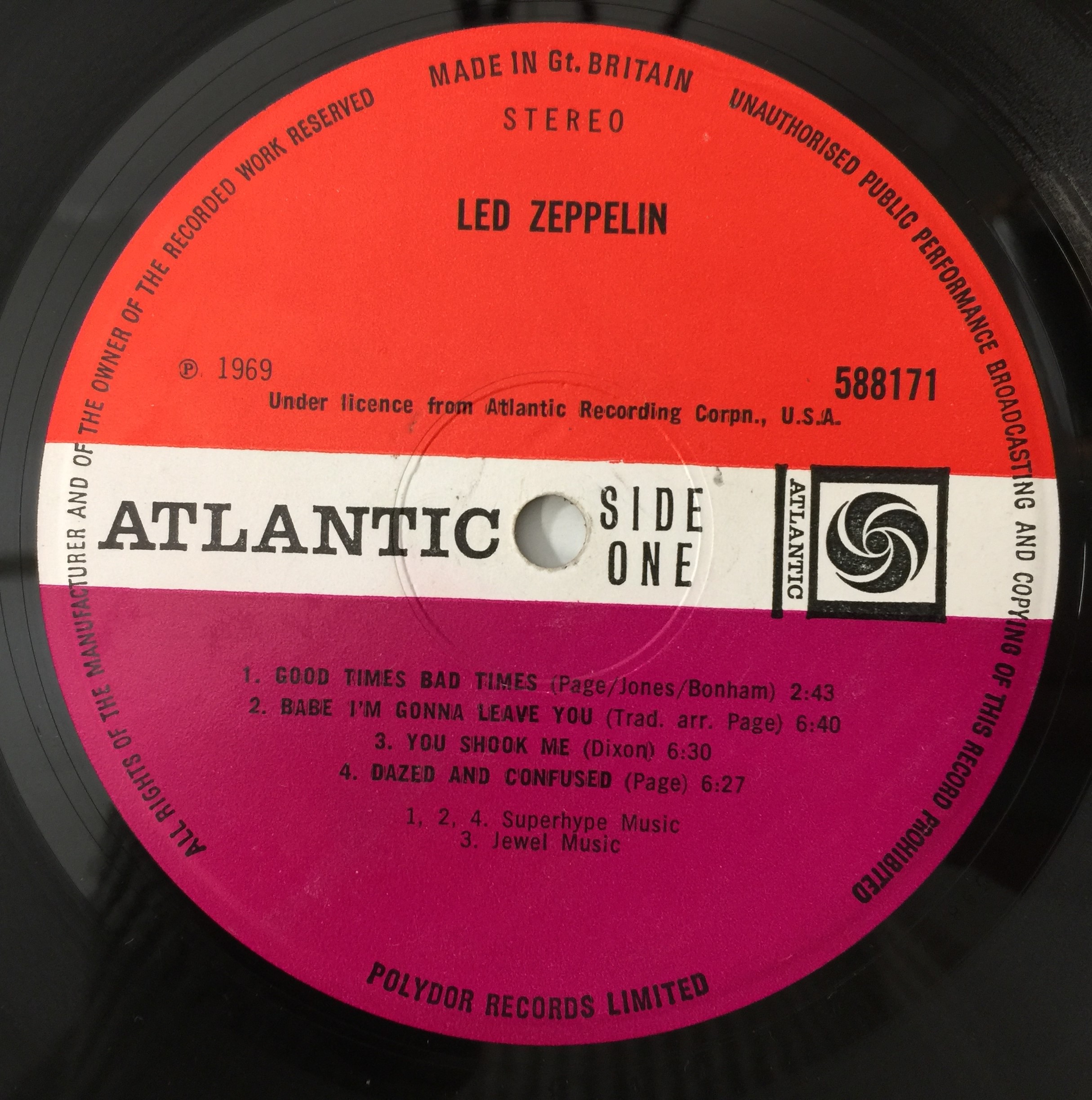 Lot 360 - LED ZEPPELIN - S/T LP (UK TURQUOISE/