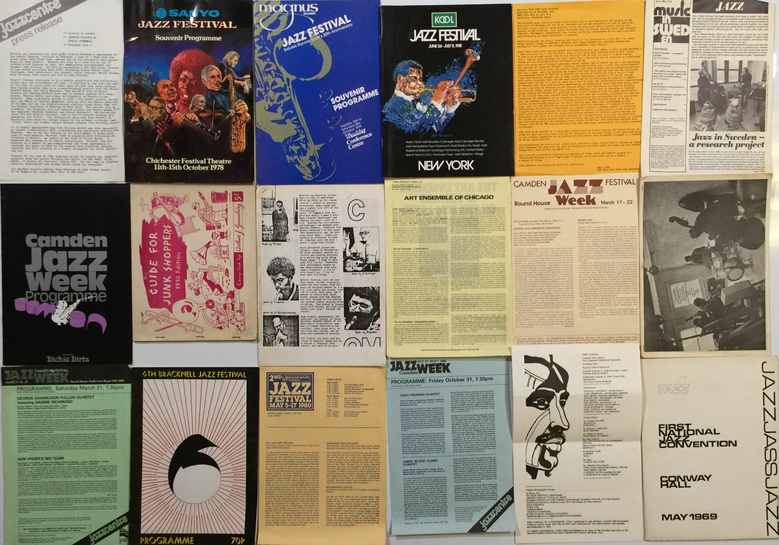 Lot 96 - JAZZ - PROGRAMMES AND EPHEMERA C 60S-90S.