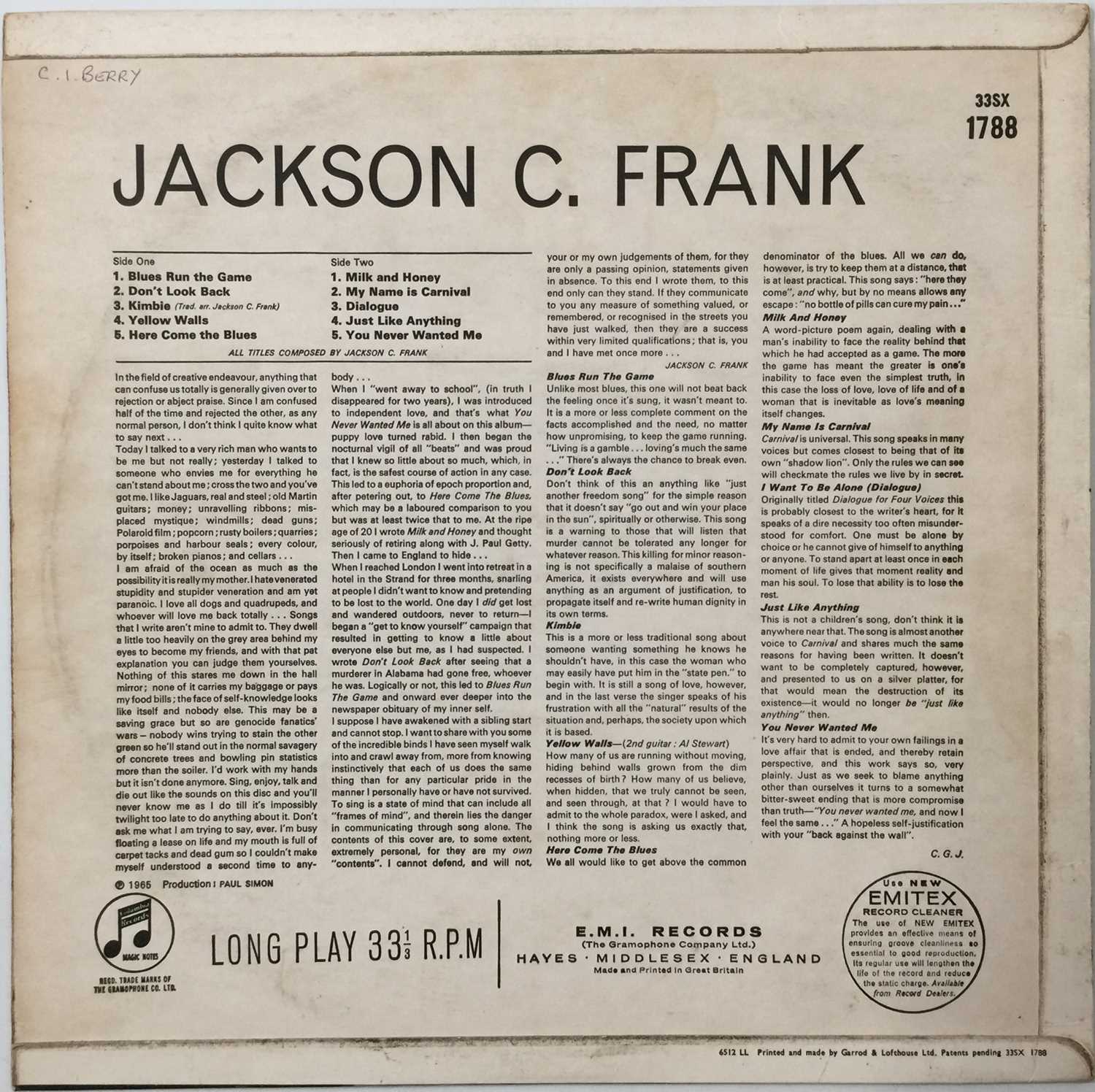 Lot 390 - JACKSON C. FRANK - JACKSON C. FRANK LP