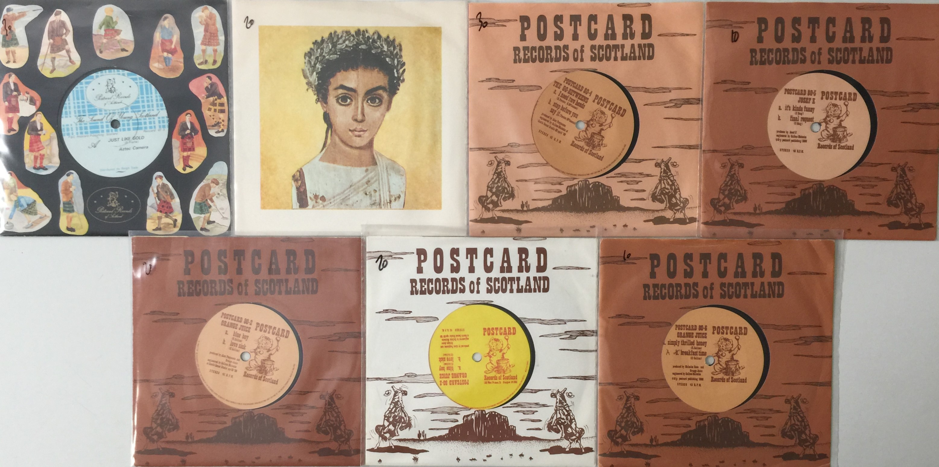 Lot 716 - POSTCARD RECORDS 7" PACK (SCOTTISH