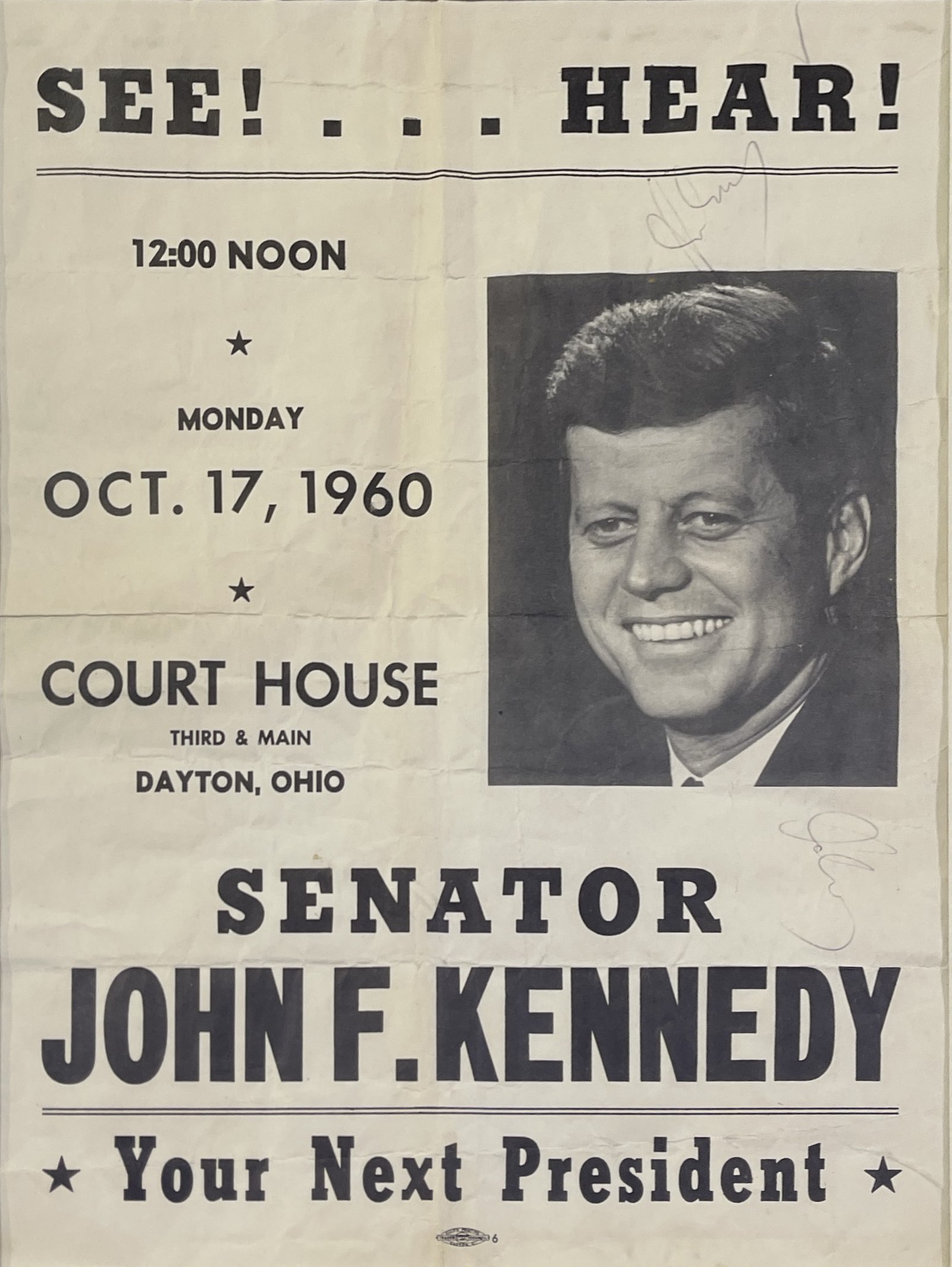 Lot 138 - DOUBLE SIGNED ORIGINAL JFK FLYER.