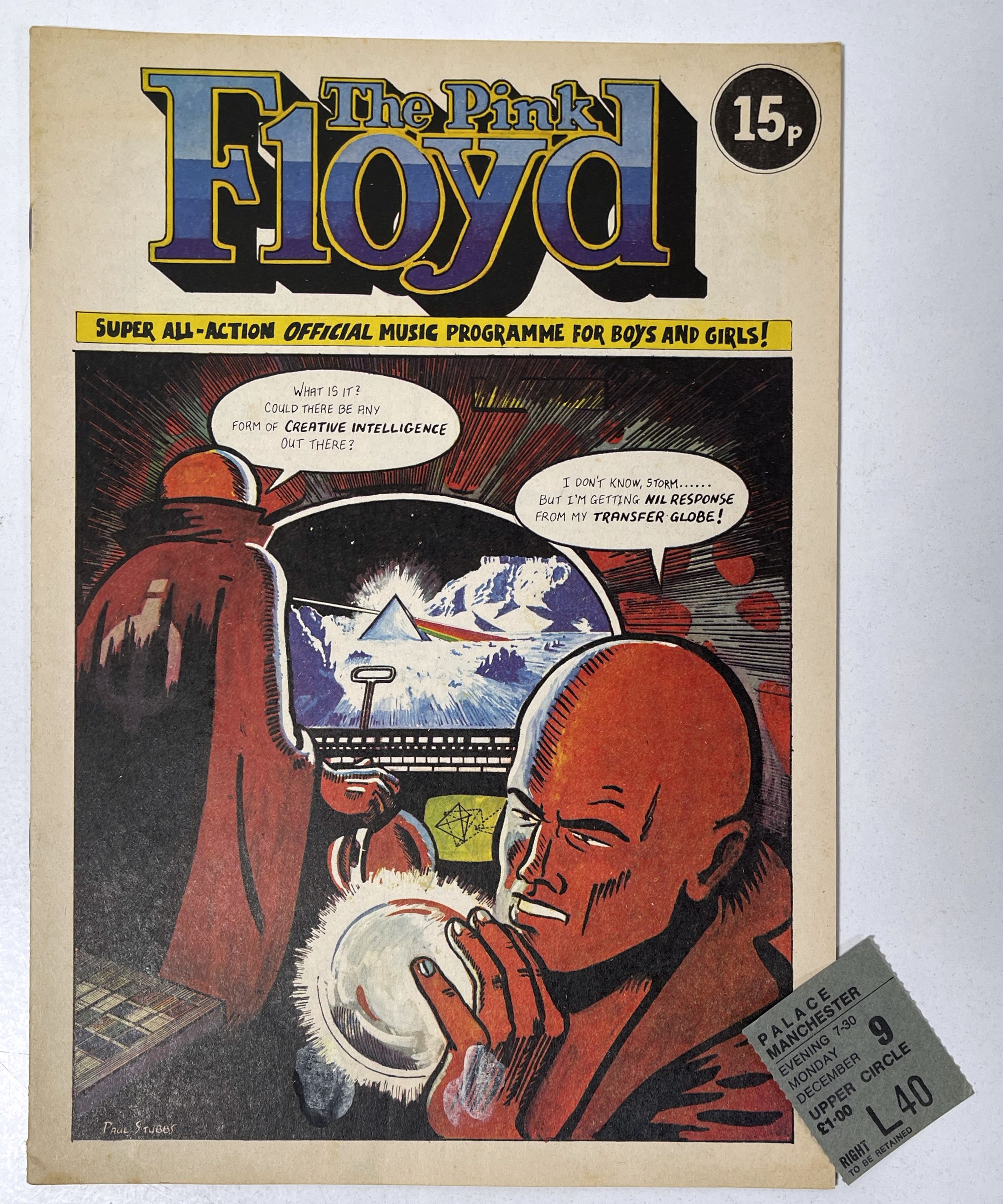 Lot 341 - PINK FLOYD - 1974 COMIC PROGRAMME AND TICKET