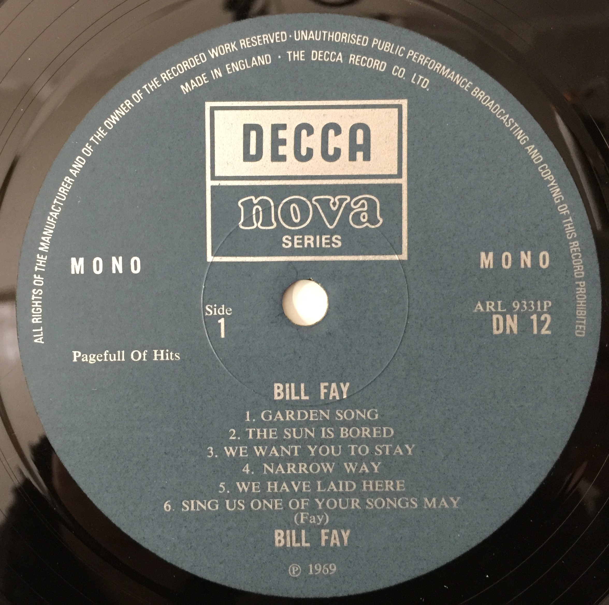 Lot 83 - BILL FAY - BILL FAY LP (ORIGINAL UK MONO COPY