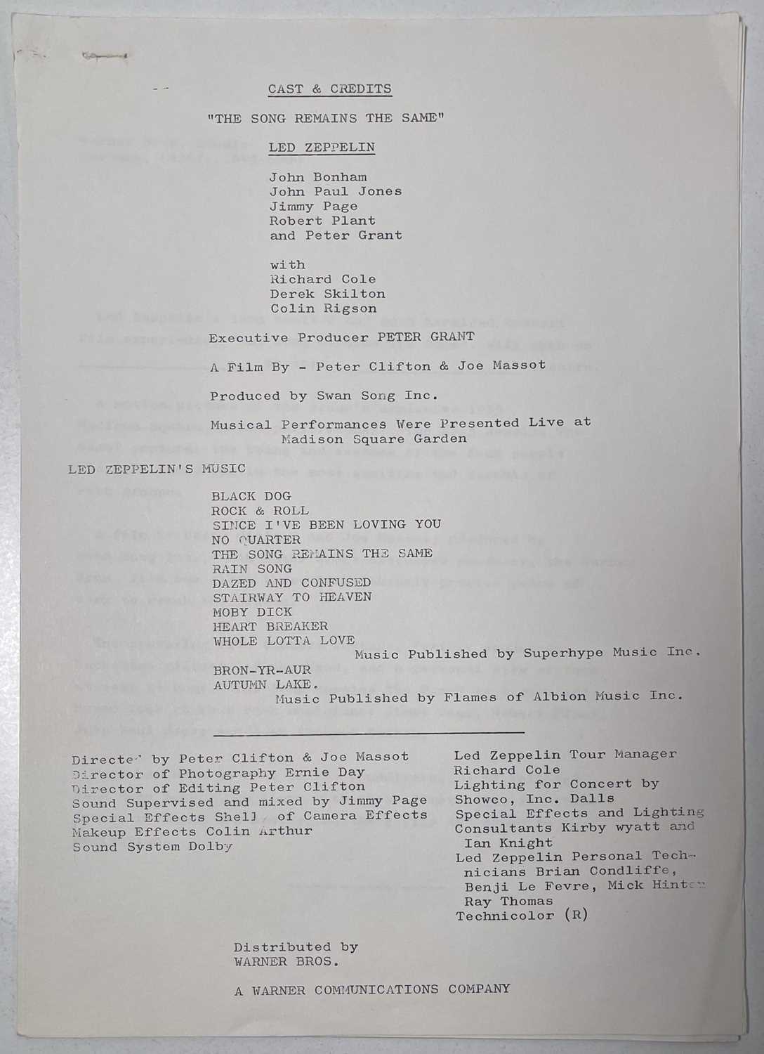 Lot 345 - LED ZEPPELIN - A DUTCH PRESS KIT FOR SONG