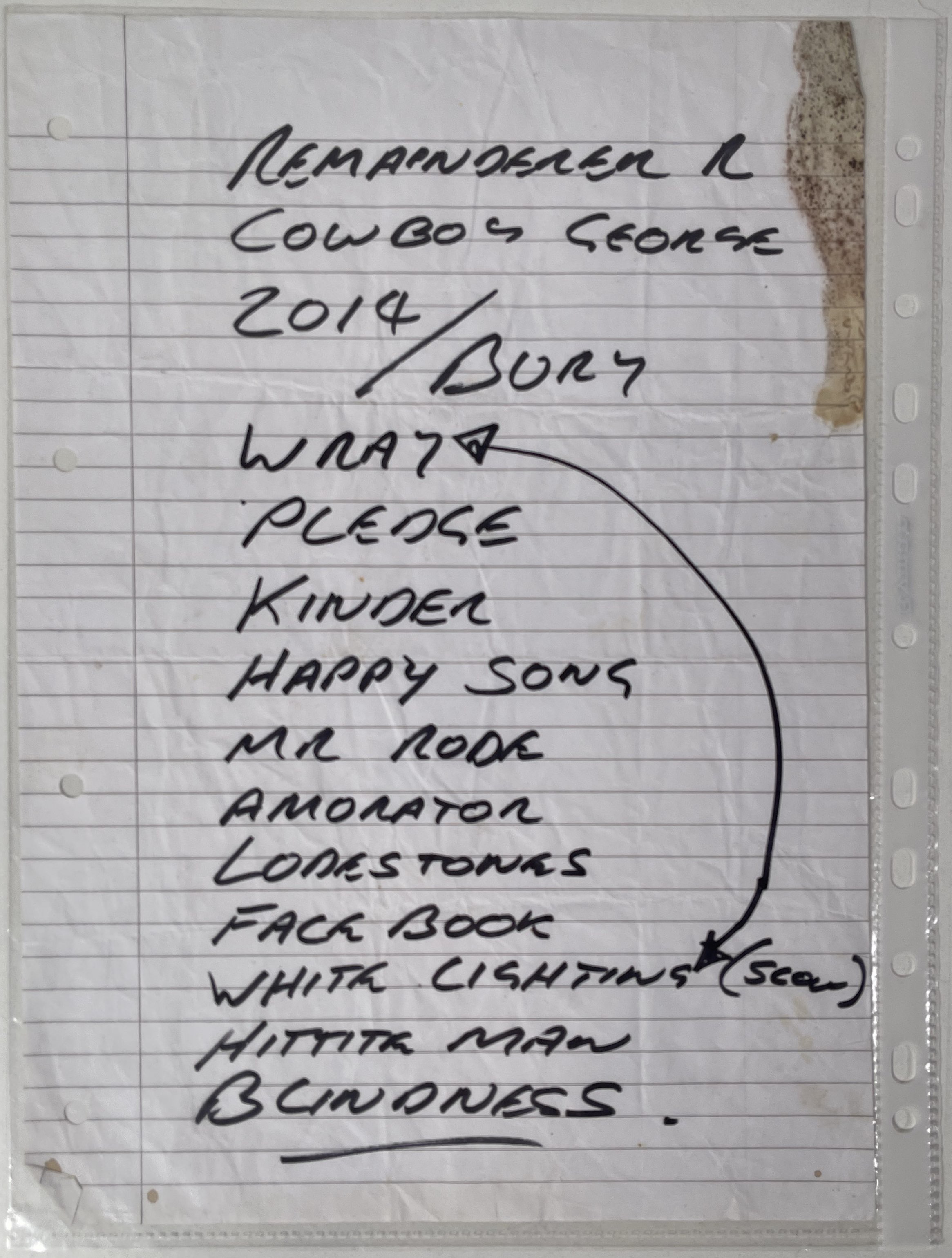 Lot 409 - THE FALL - HANDWRITTEN SET LISTS.