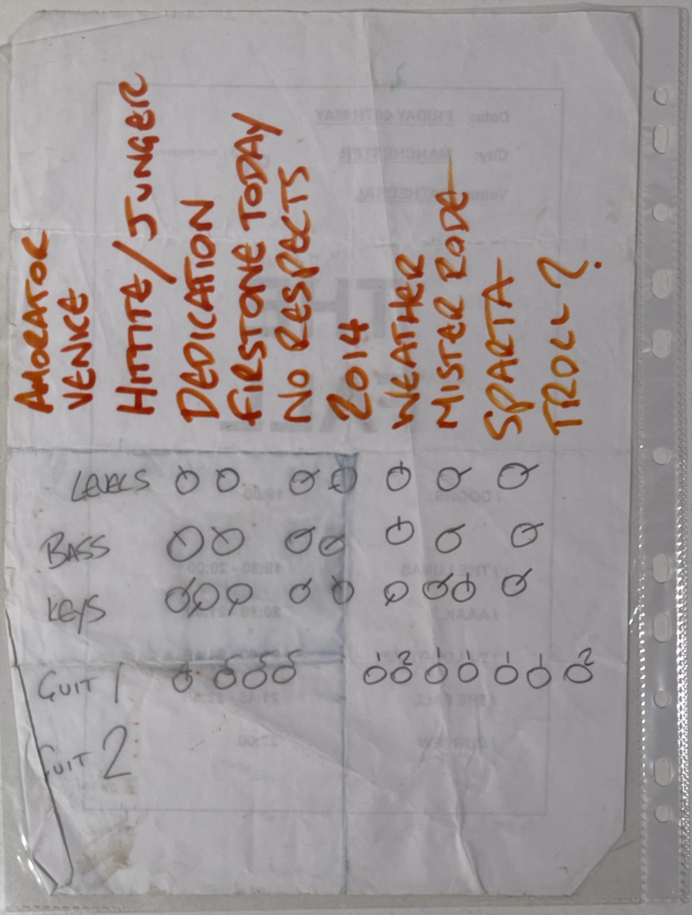 Lot 409 - THE FALL - HANDWRITTEN SET LISTS.