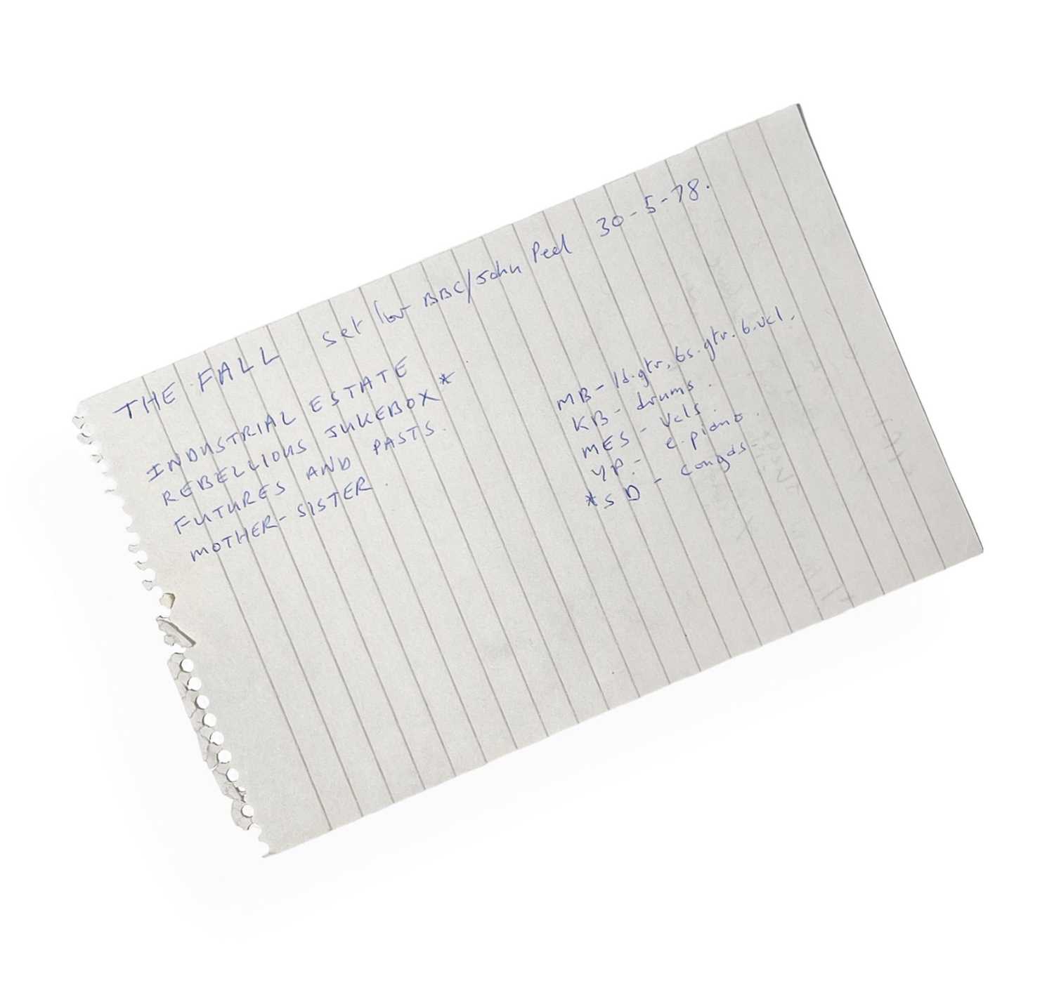 Lot 414 - MARK E. SMITH / THE FALL - EARLY HANDWRITTEN