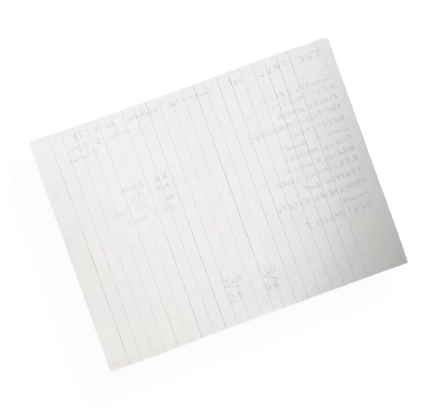 Lot 416 - MARK E. SMITH / THE FALL - EARLY HANDWRITTEN