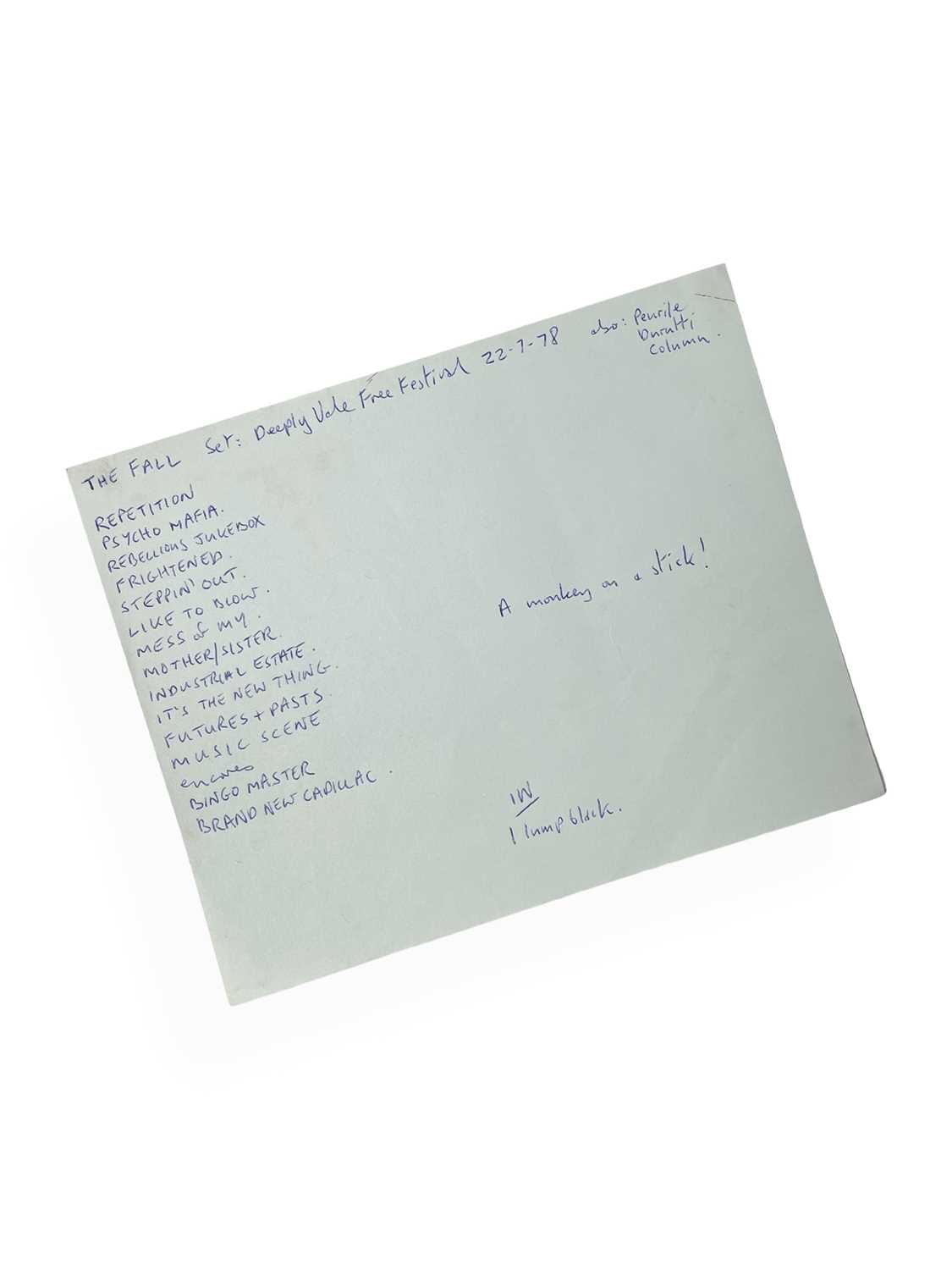 Lot 417 - MARK E. SMITH / THE FALL - EARLY HANDWRITTEN