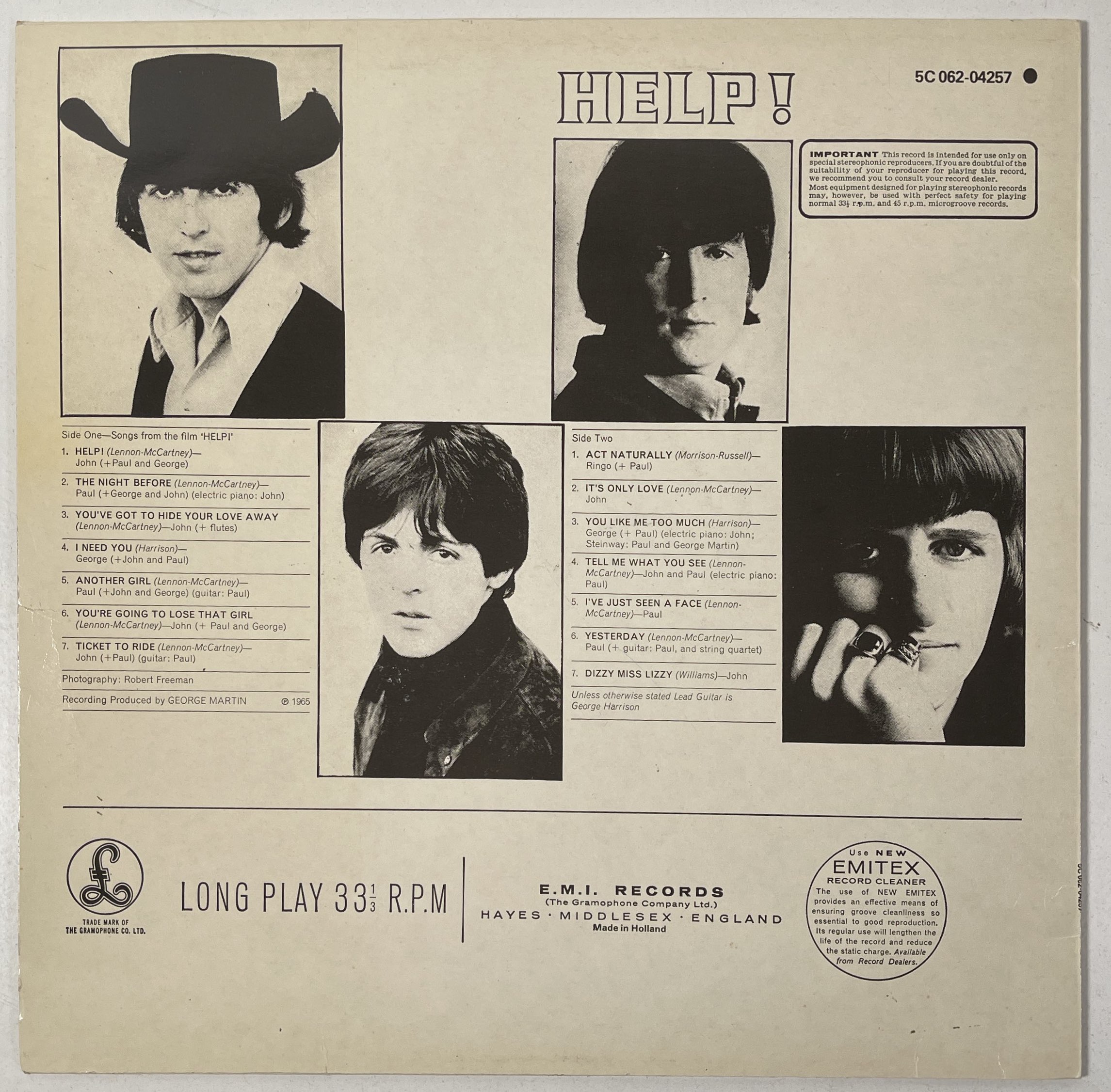 Lot 140 - BEATLES HELP SHELL ALBUM COVER ORIGINAL