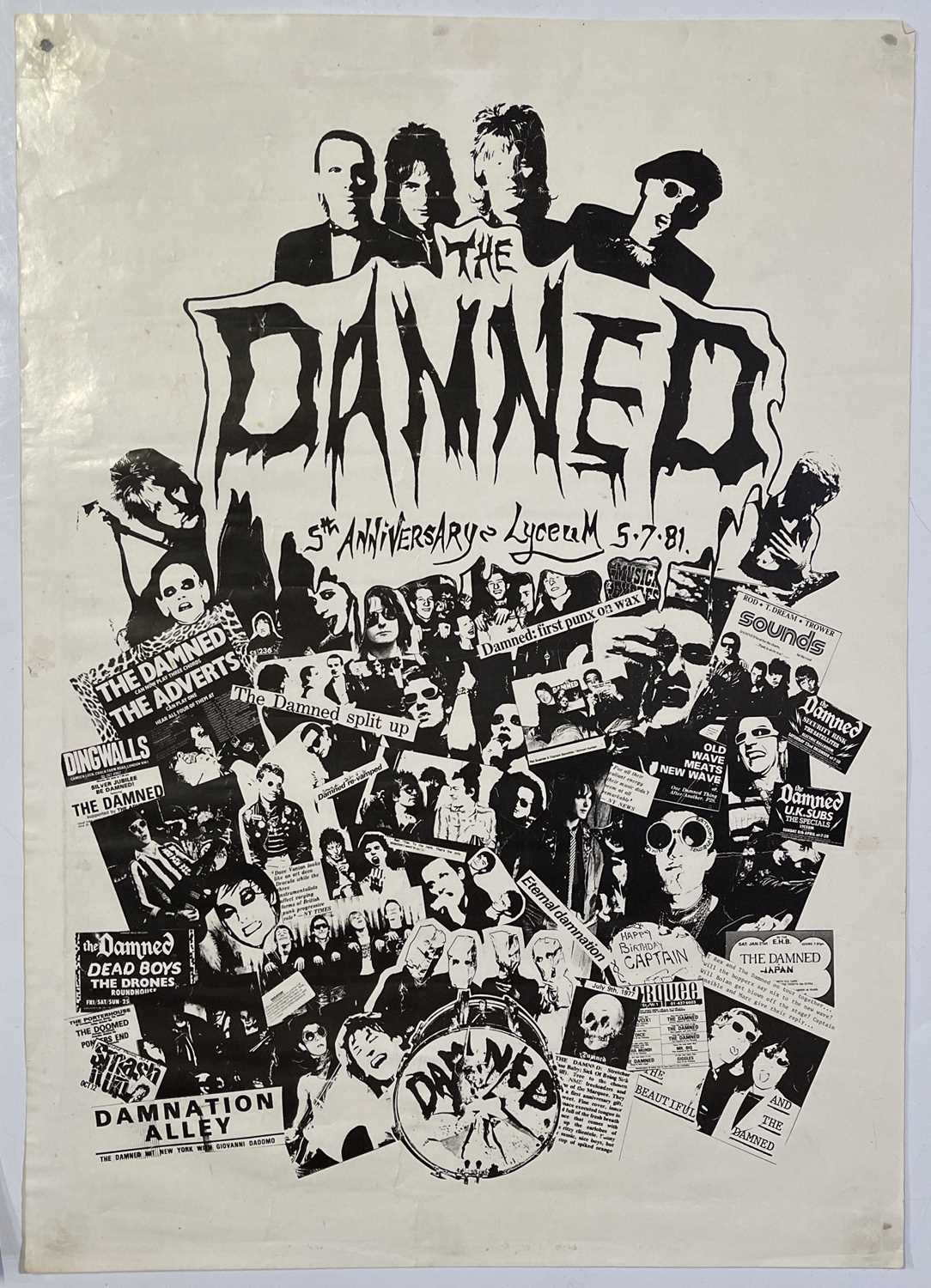 Lot 200 - THE DAMNED - 5TH ANNIVERSARY LYCEUM POSTER,