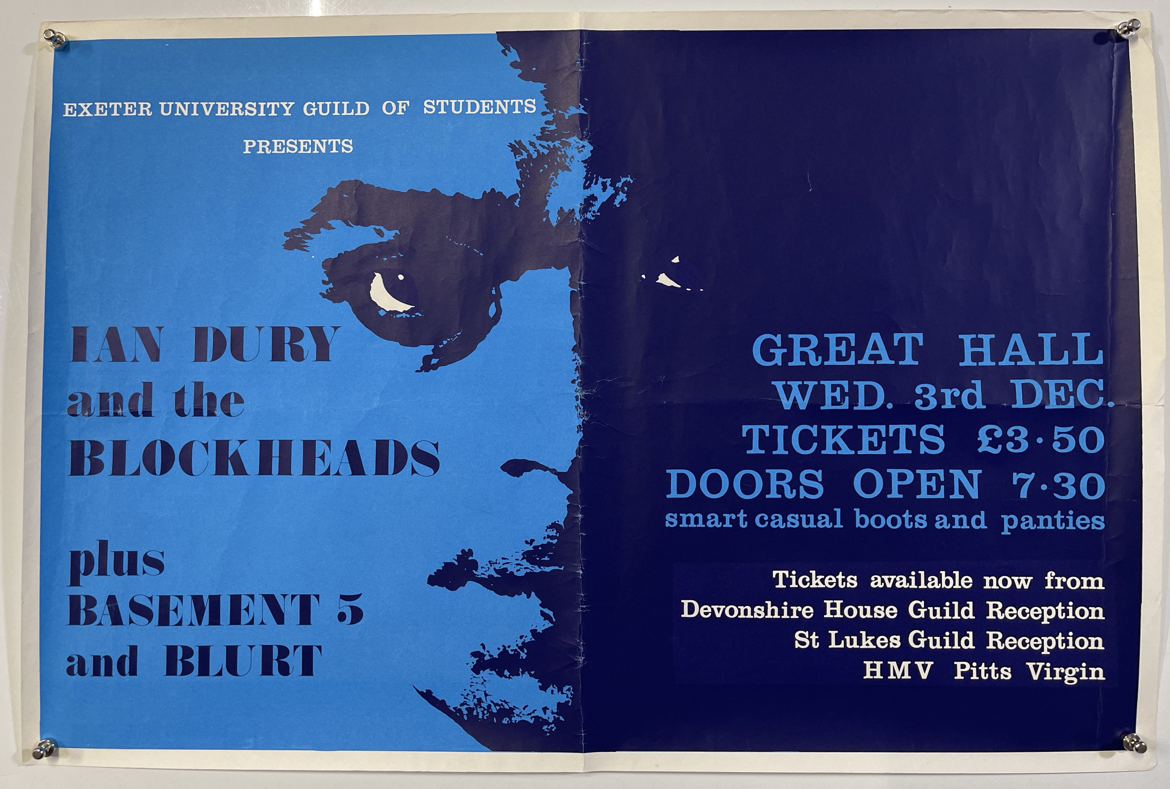 Lot 207 - IAN DURY - A CONCERT POSTER FOR EXETER GREAT