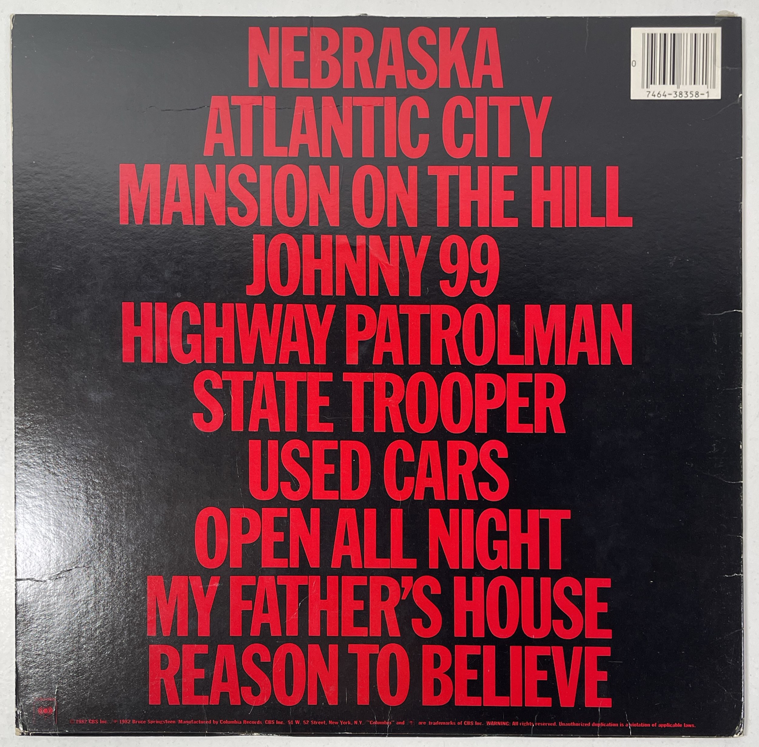 Lot 95 - BRUCE SPRINGSTEEN - A SIGNED COPY OF NEBRASKA.