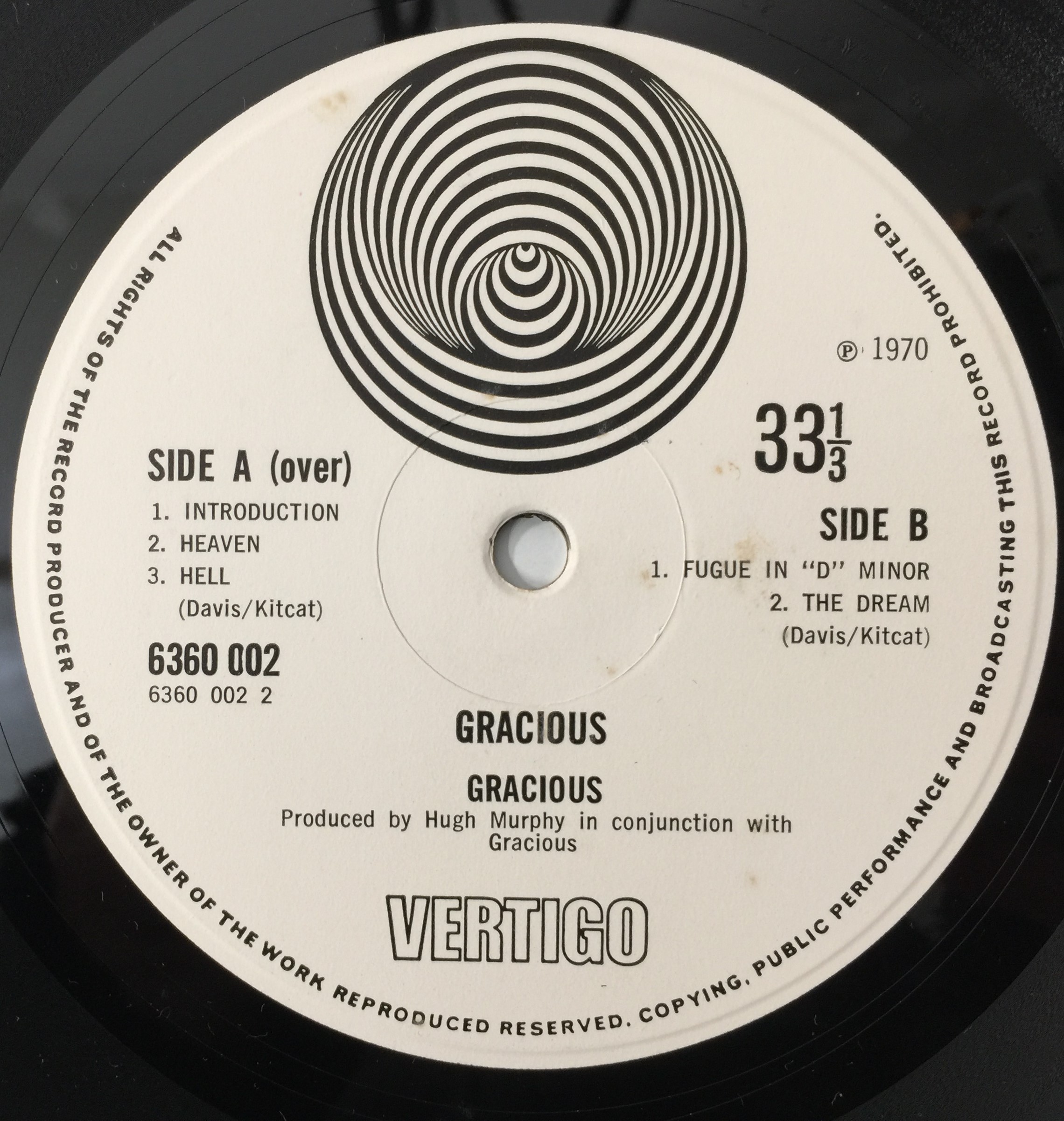 Lot 308 - GRACIOUS - S/T LP (UK OG - VERTIGO SWIRL
