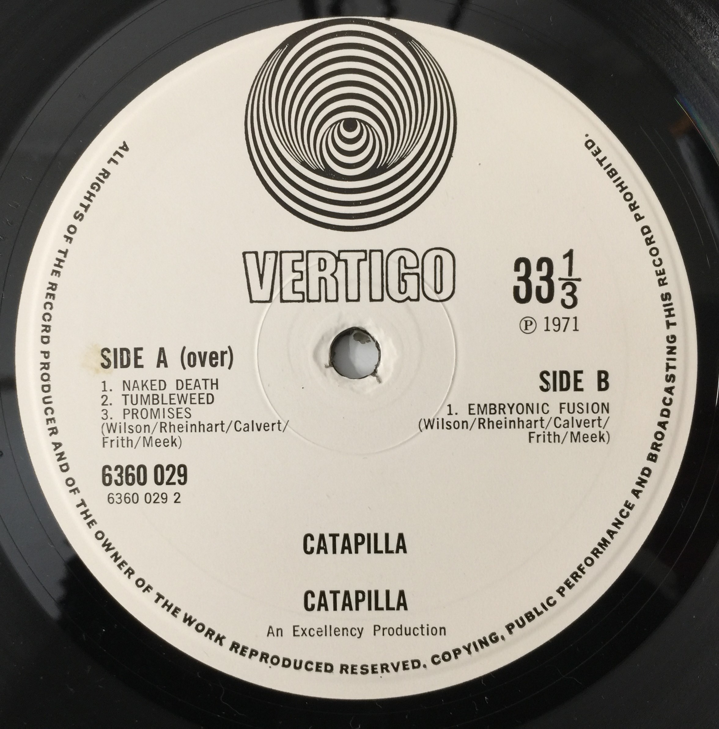 Lot 322 - CATAPILLA - S/T LP (UK OG - VERTIGO SWIRL