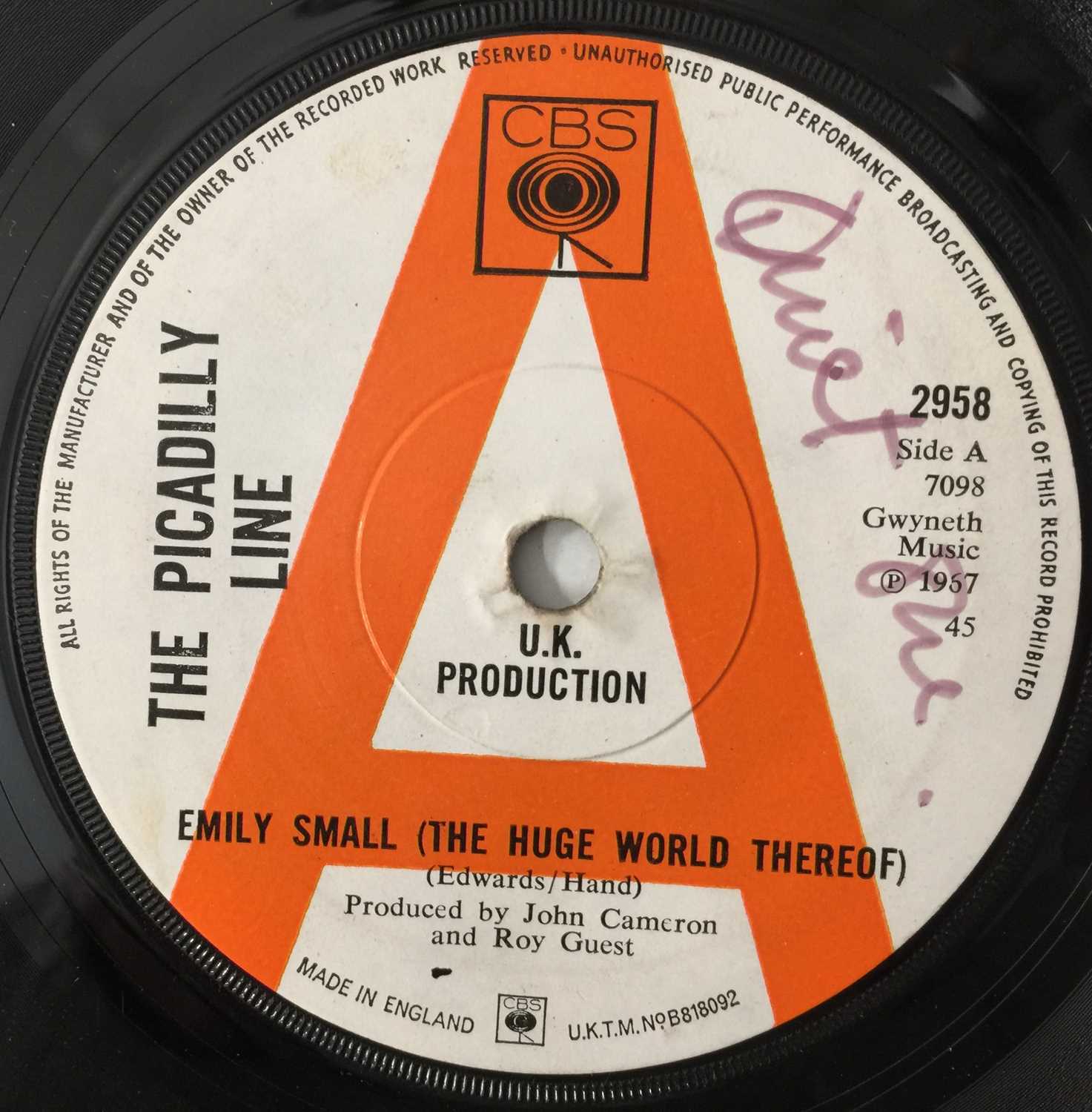 Lot 368 - THE PICADILLY LINE - EMILY SMALL 7" (PROMO