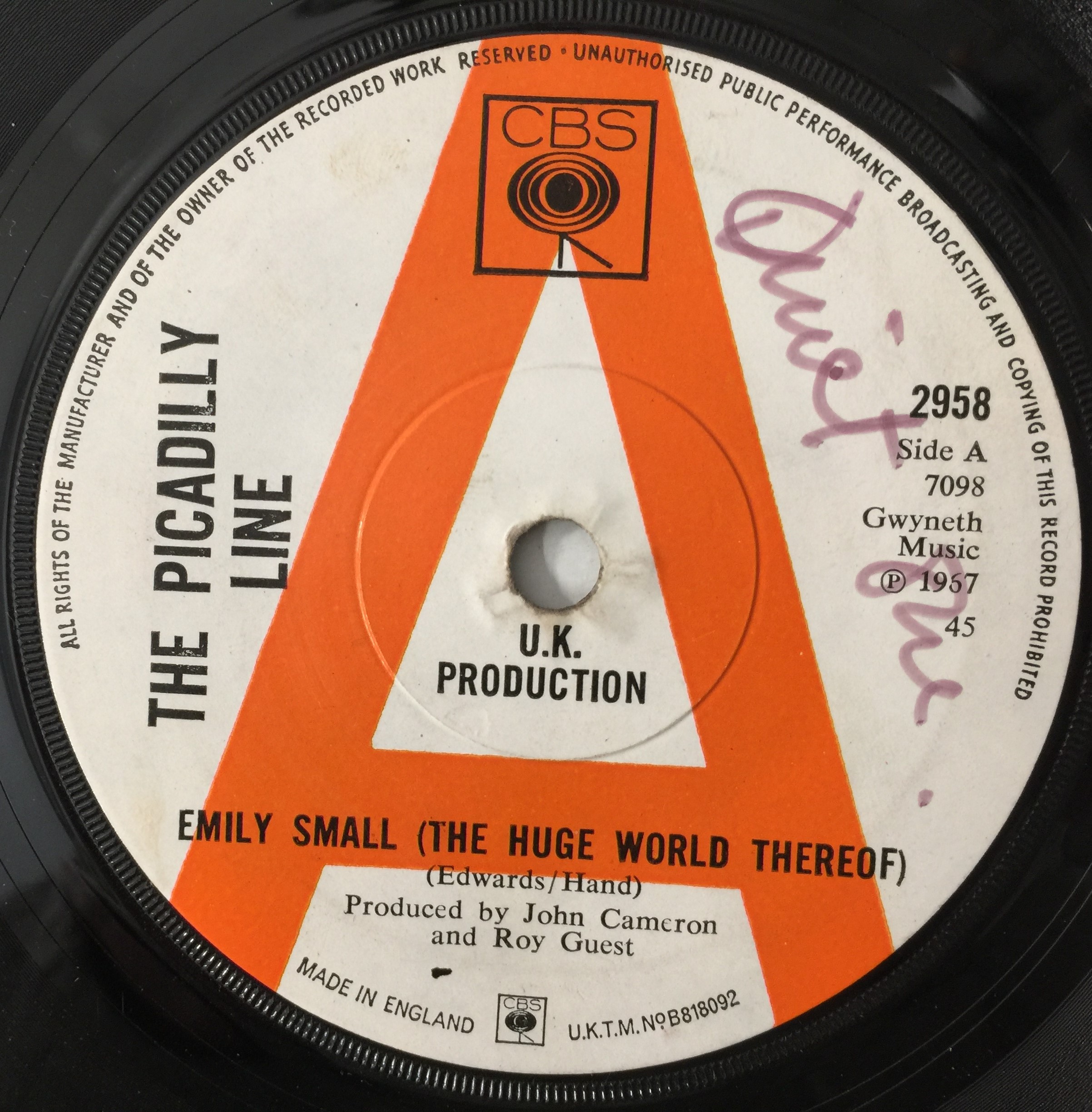 Lot 368 - THE PICADILLY LINE - EMILY SMALL 7" (PROMO