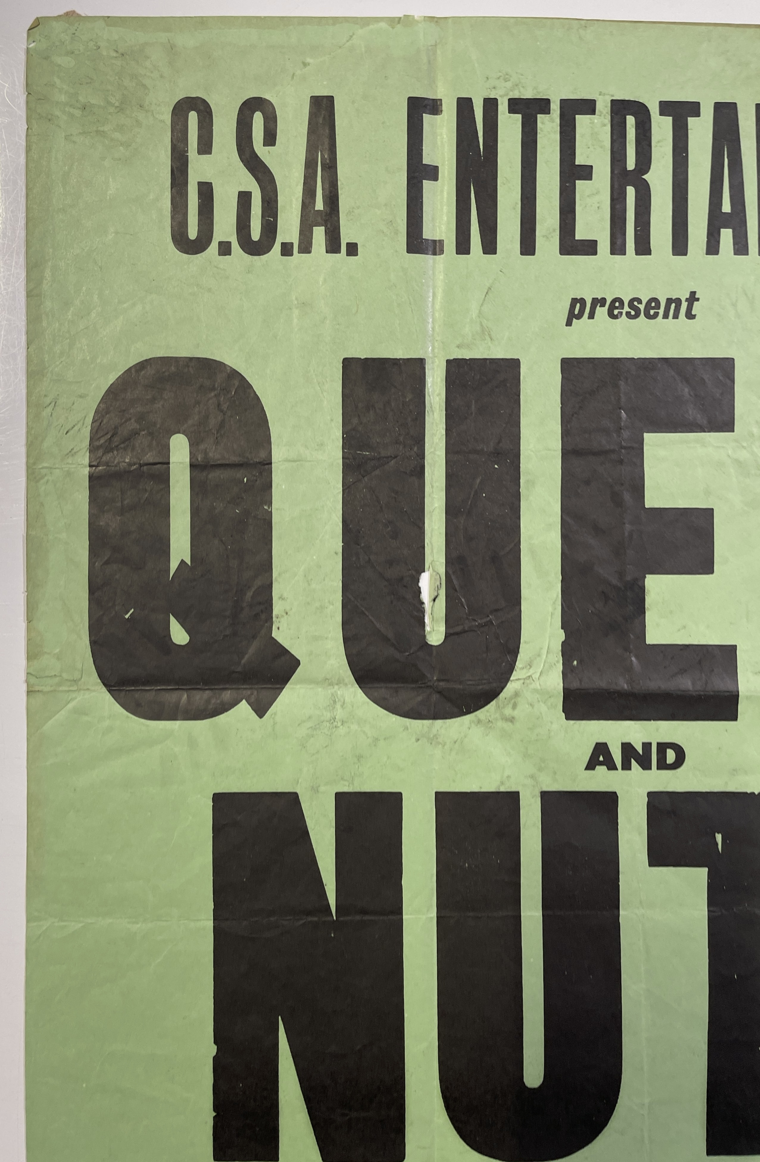 Lot 275 - QUEEN - AN ORIGINAL 1974 CONCERT POSTER.