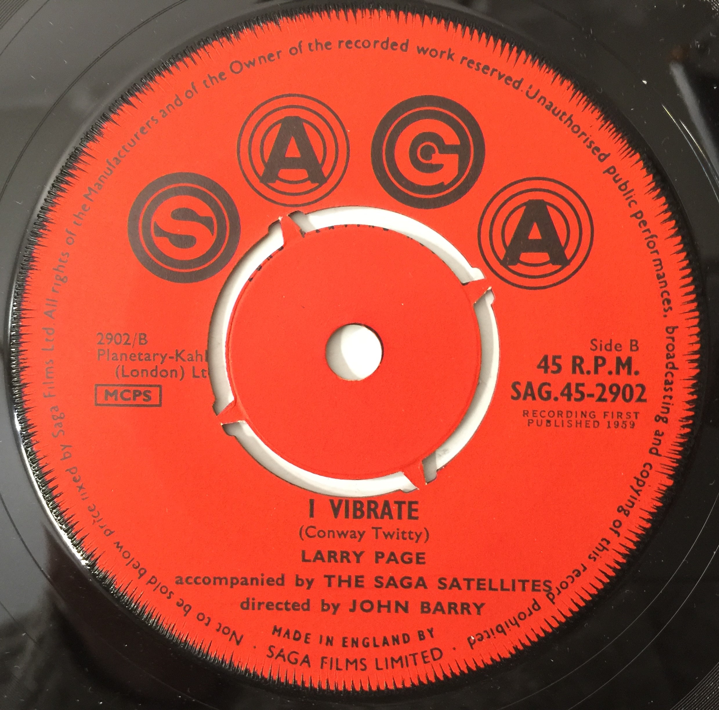 Lot 390 - LARRY PAGE - BIG BLON' BABY 7" (SAG.45-2902)