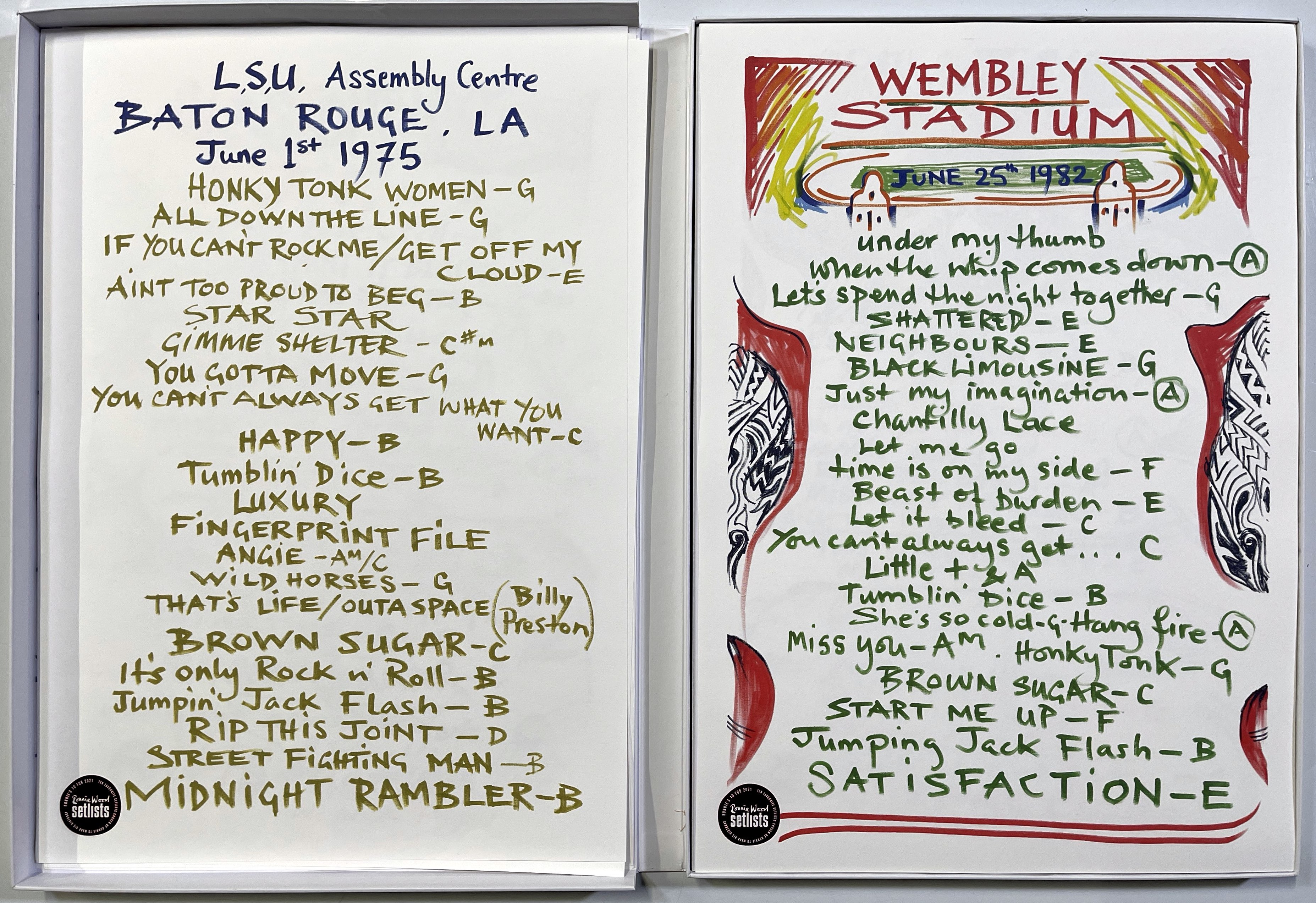 Lot 118 - THE ROLLING STONES - RONNIE WOOD - SETLISTS