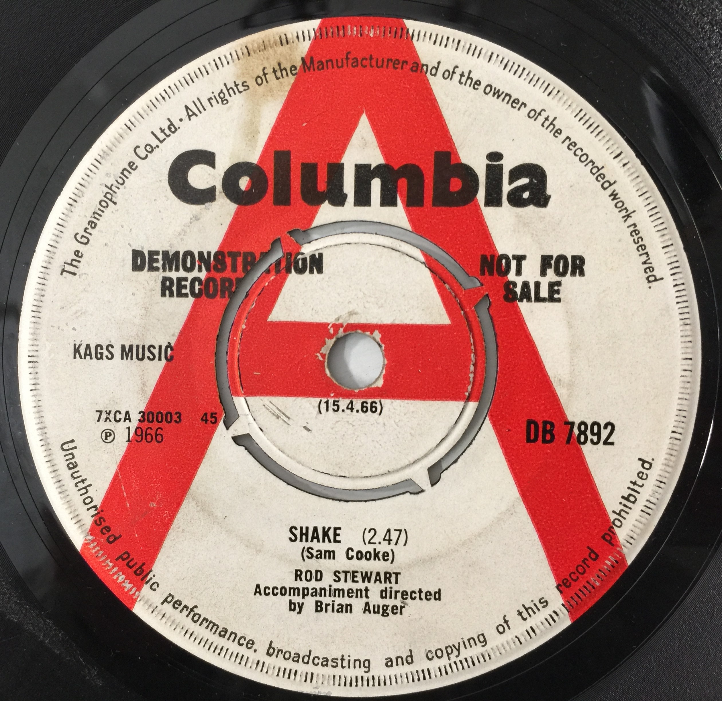 Lot 401 - ROD STEWART - SHAKE 7" (DEMO - DB 7892)