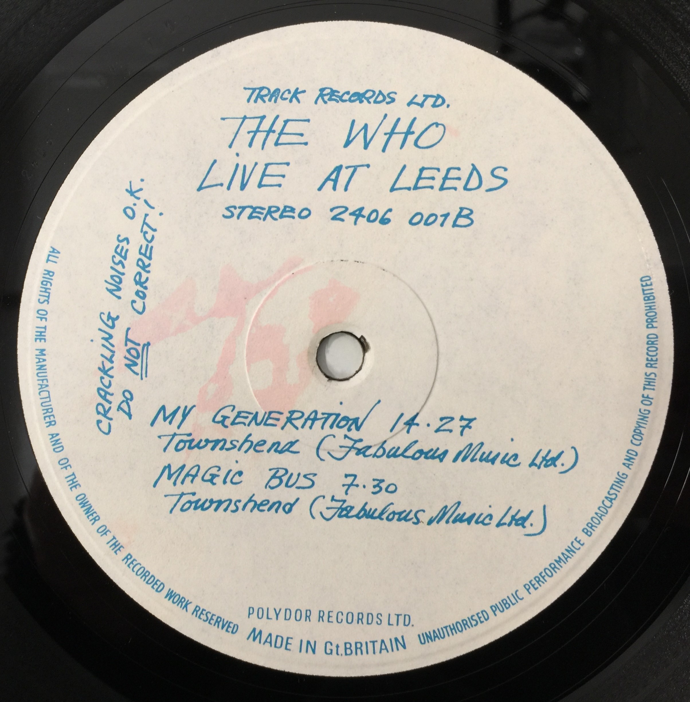 Lot 353 - THE WHO - LIVE AT LEEDS LP (COMPLETE 1ST UK