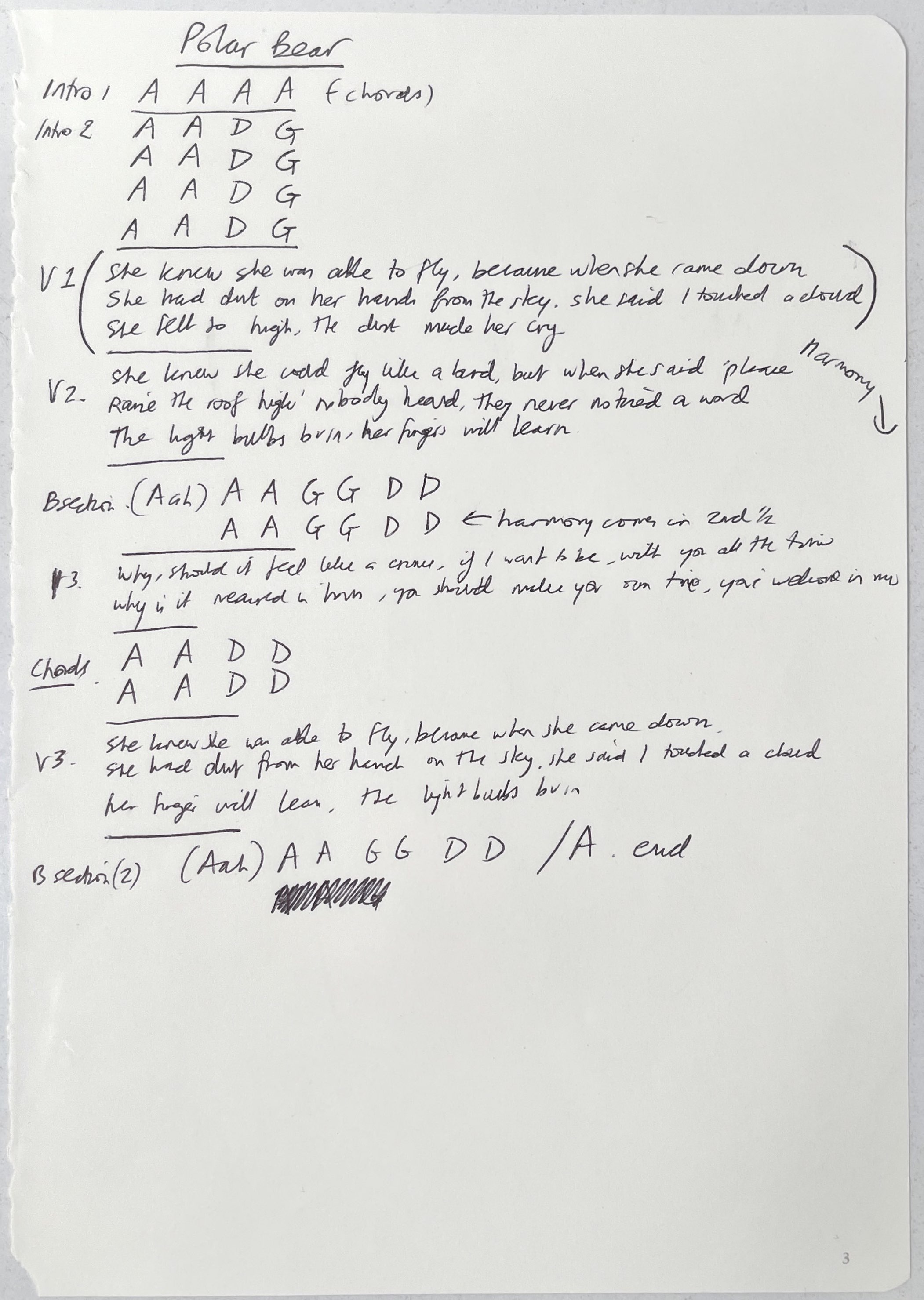 Lot 221 - RIDE - ORIGINAL HANDWRITTEN CHORD SHEETS AND
