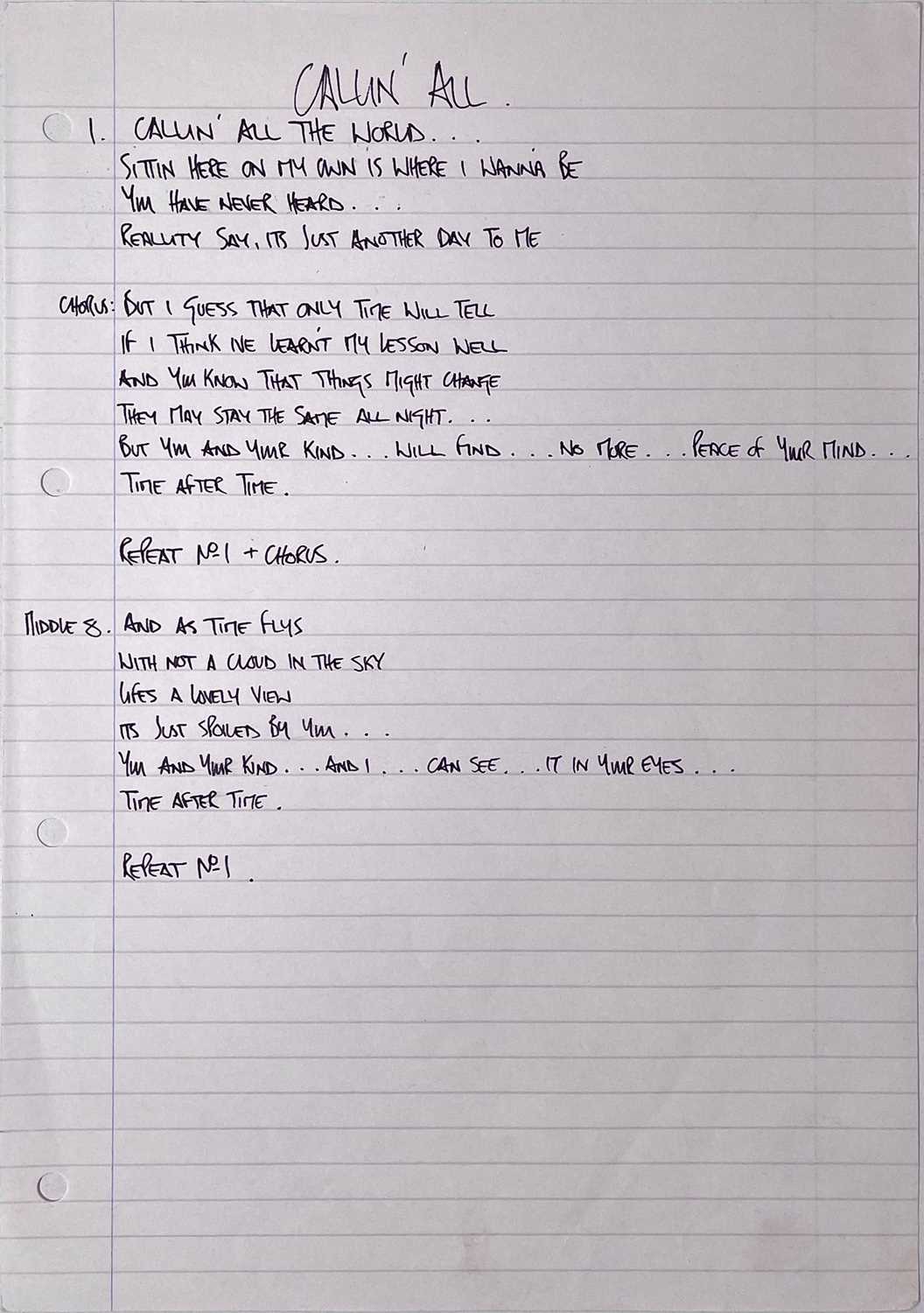Lot 190 - OASIS - THE NOTEBOOK - NOEL GALLAGHER'S