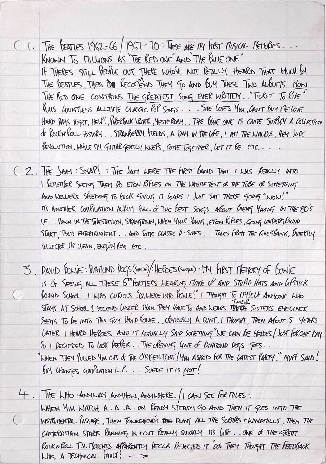 Lot 190 - OASIS - THE NOTEBOOK - NOEL GALLAGHER'S