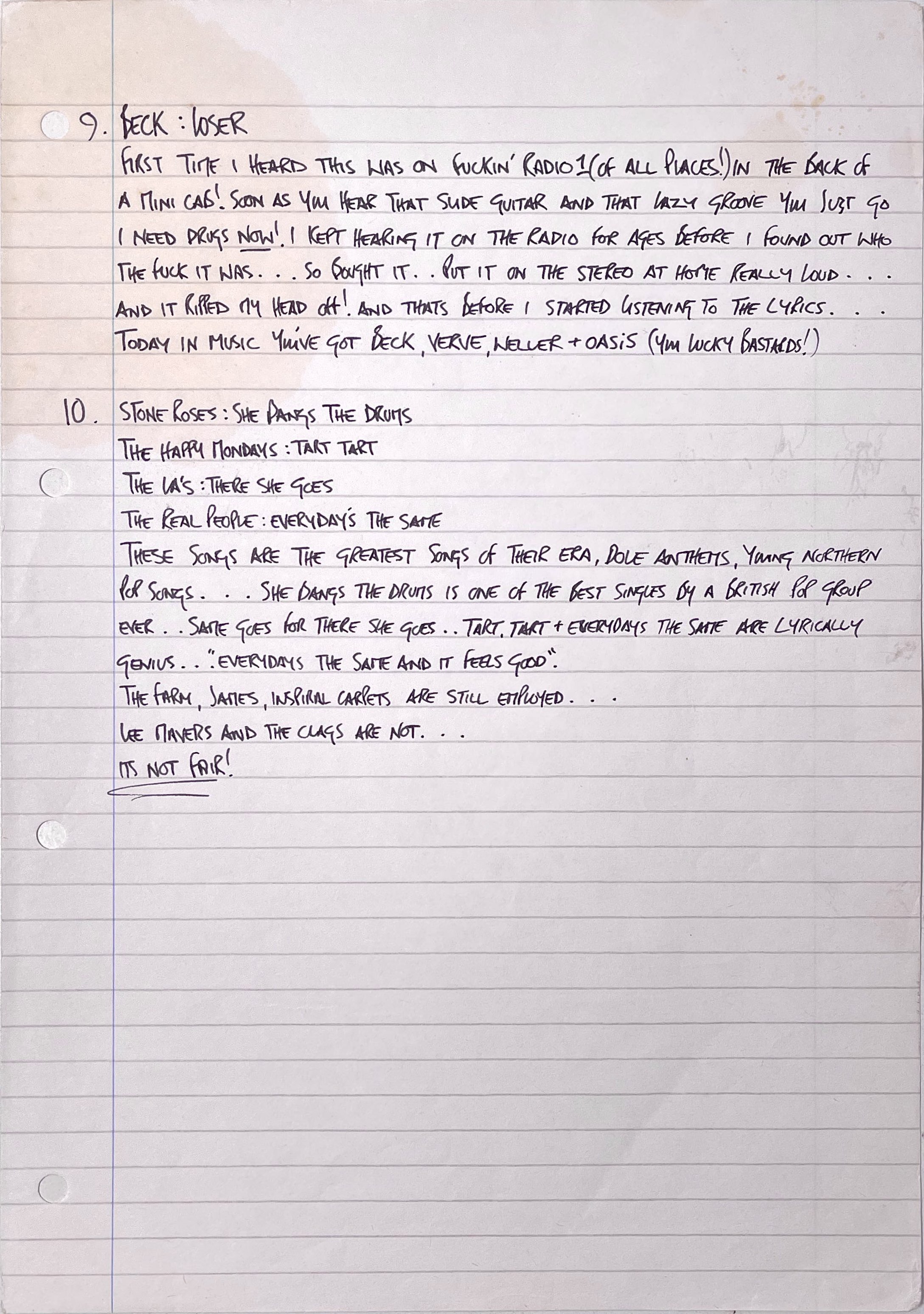 Lot 190 - OASIS - THE NOTEBOOK - NOEL GALLAGHER'S