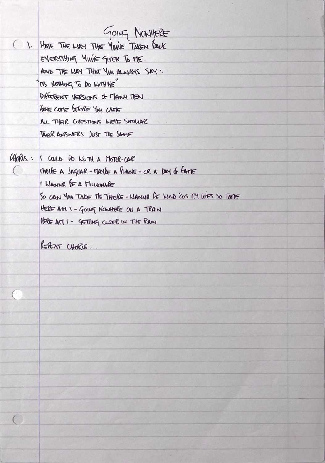 Lot 190 - OASIS - THE NOTEBOOK - NOEL GALLAGHER'S