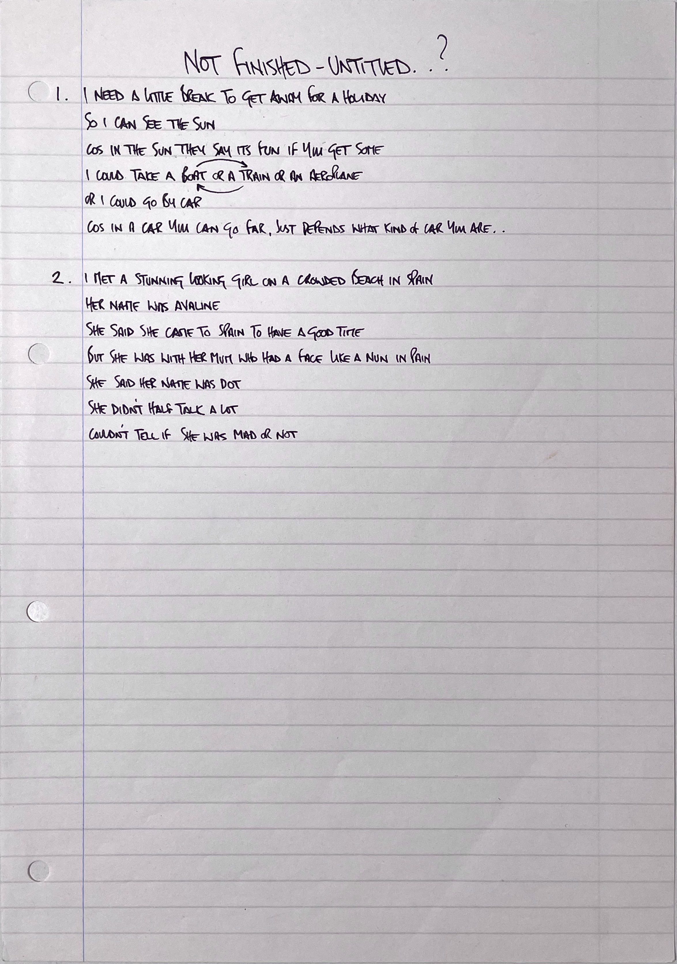 Lot 190 - OASIS - THE NOTEBOOK - NOEL GALLAGHER'S