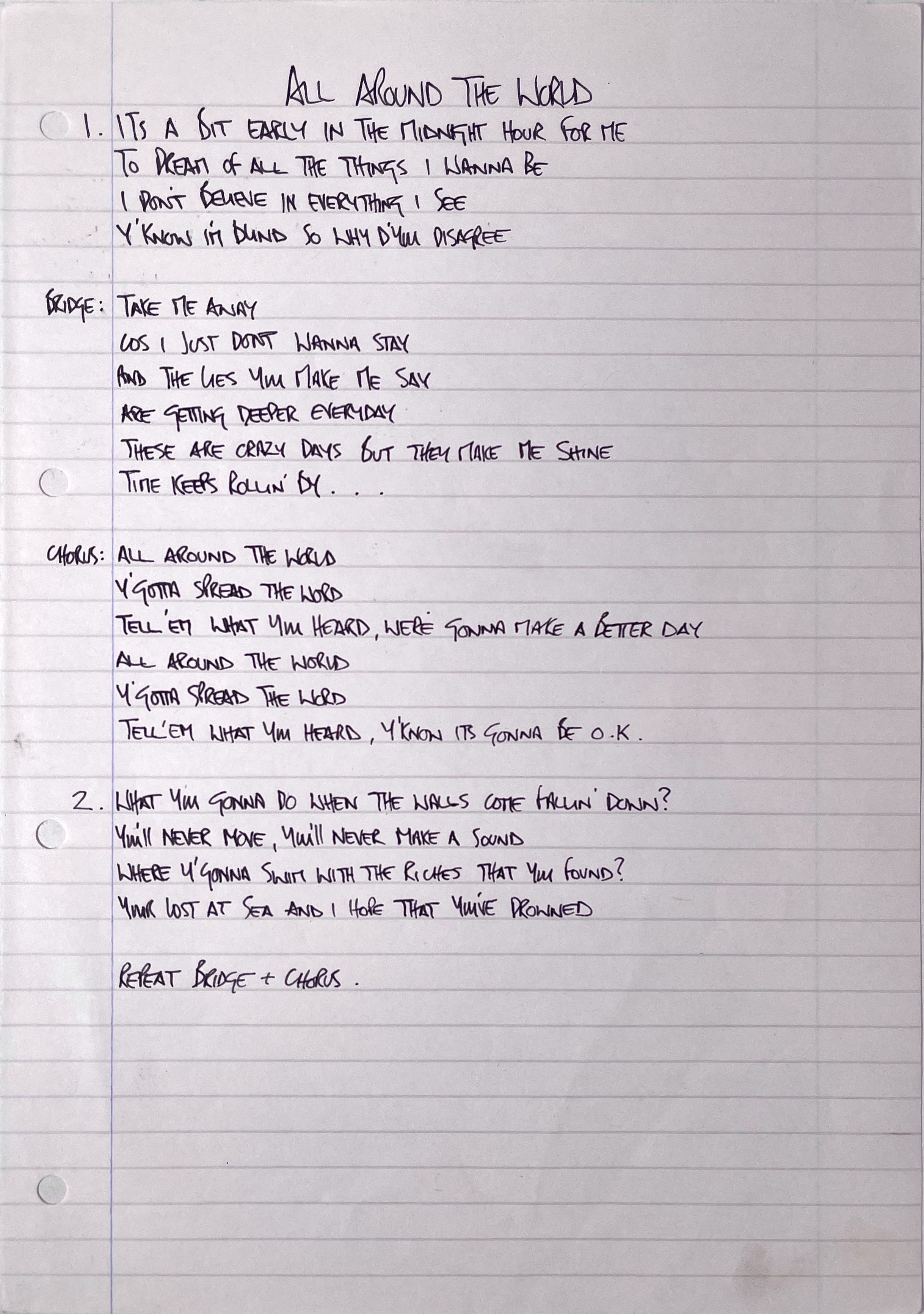 Lot 190 - OASIS - THE NOTEBOOK - NOEL GALLAGHER'S