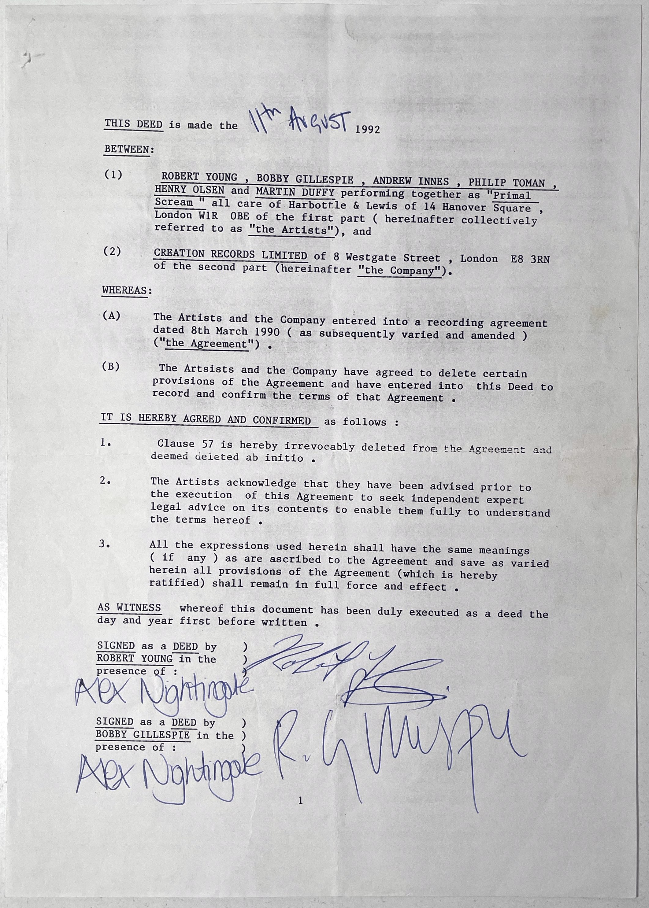 Lot 233 - CREATION RECORDS - PRIMAL SCREAM SIGNED