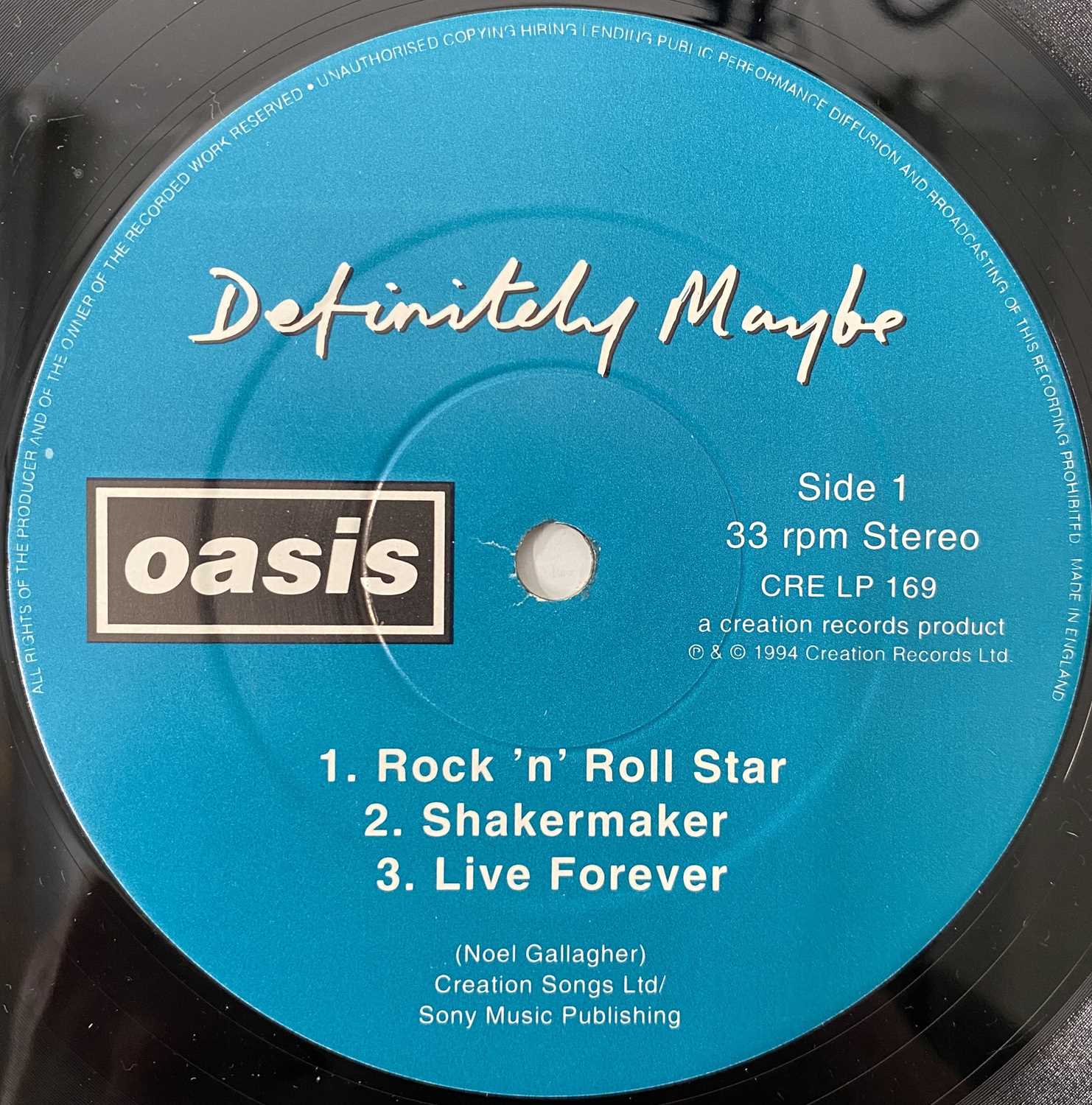 Lot 470 - OASIS - DEFINITELY MAYBE LP (DAMONT PRESSING