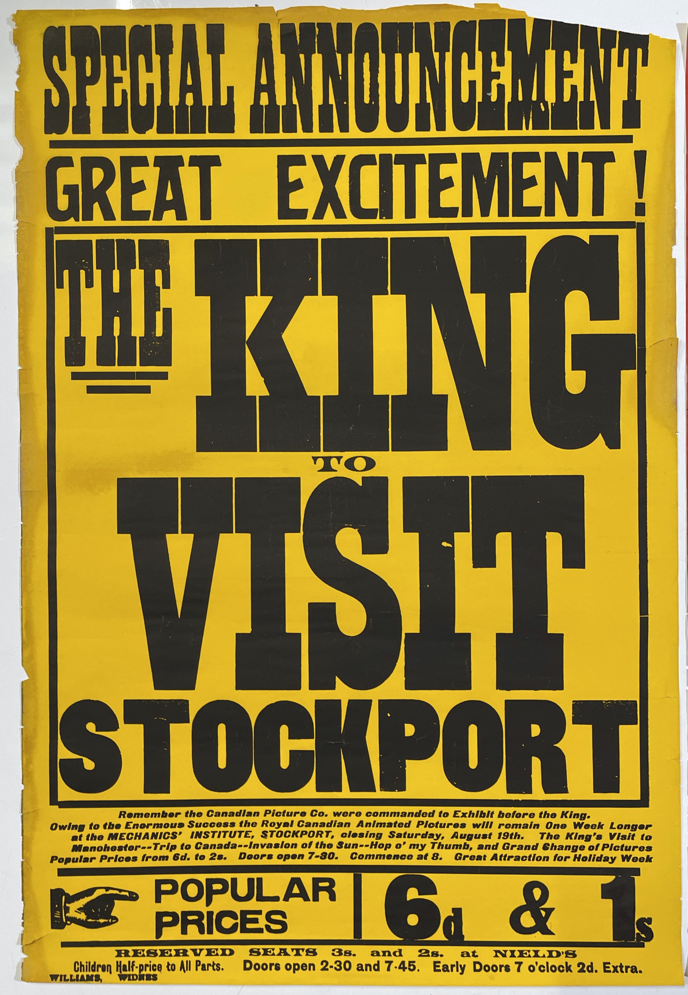 Lot 79 - LOCAL INTEREST - 'KING TO VISIT STOCKPORT'