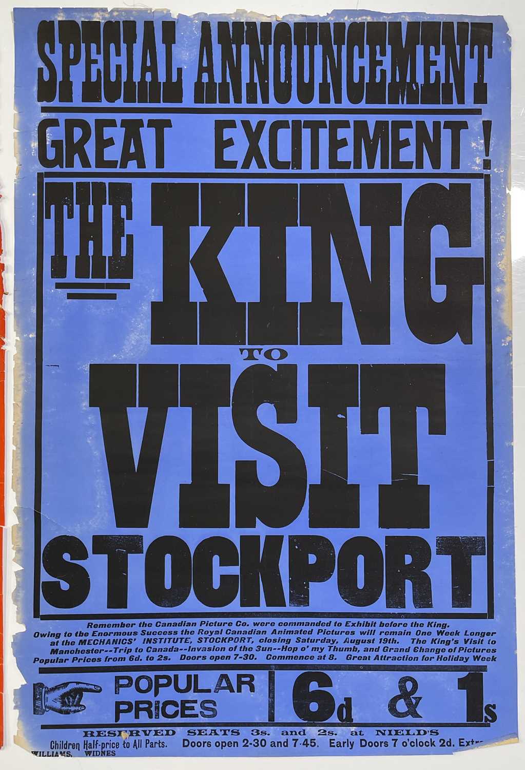 Lot 79 - LOCAL INTEREST - 'KING TO VISIT STOCKPORT'