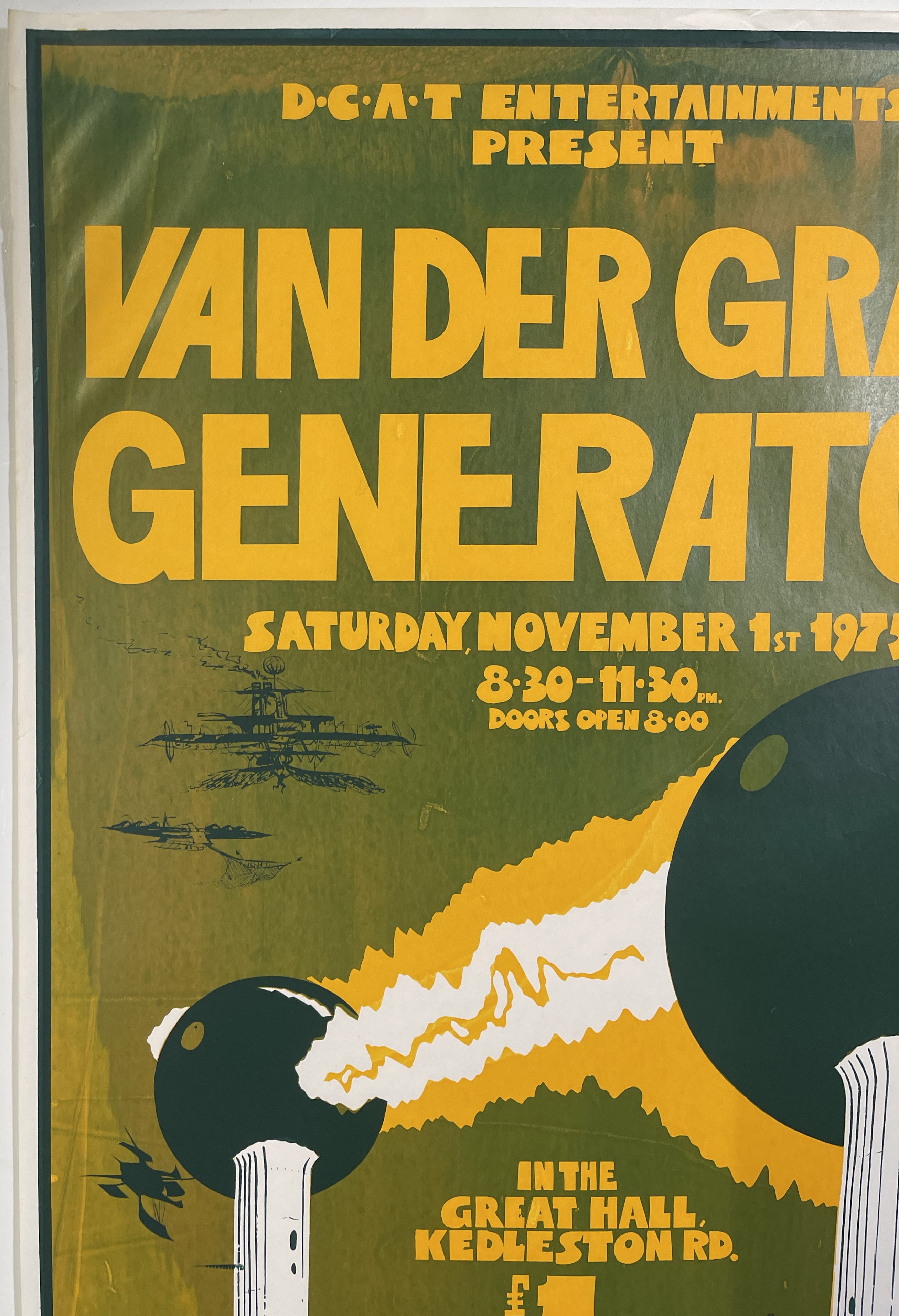 Lot 86 - VAN DER GRAAF GENERATOR POSTER DERBY, 1`975.