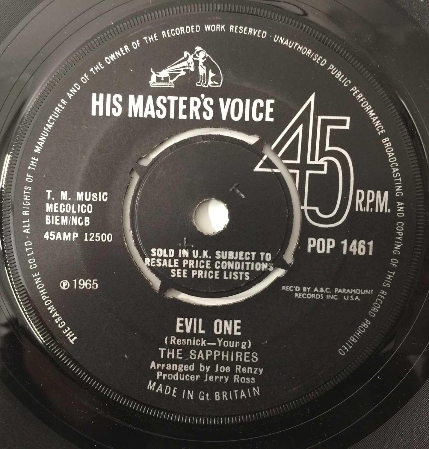 Lot 16 - THE SAPPHIRES - EVIL ONE 7" (HIS MASTERS