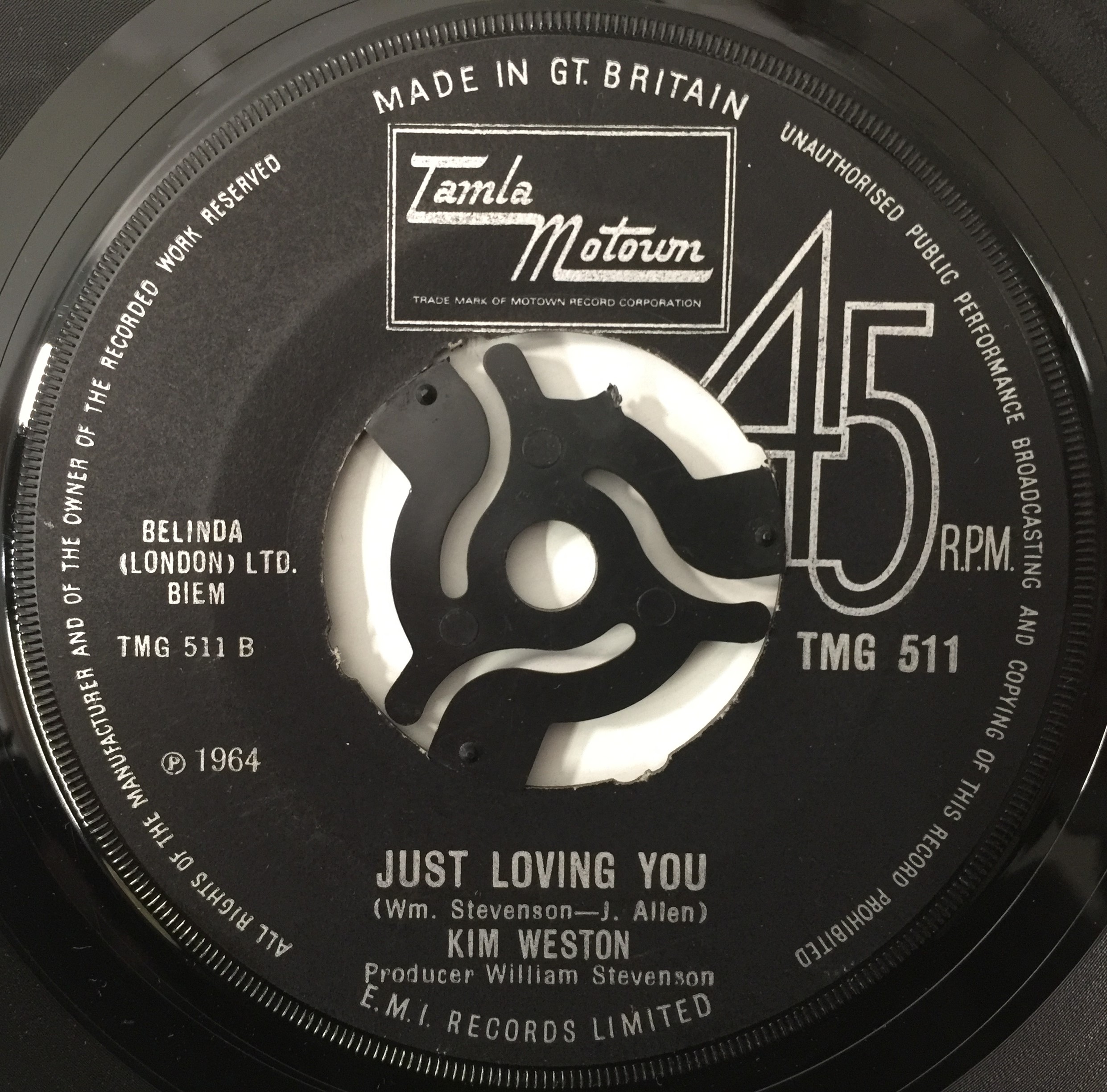 Lot 18 - KIM WESTON - I'M STILL LOVING YOU 7" (TMG