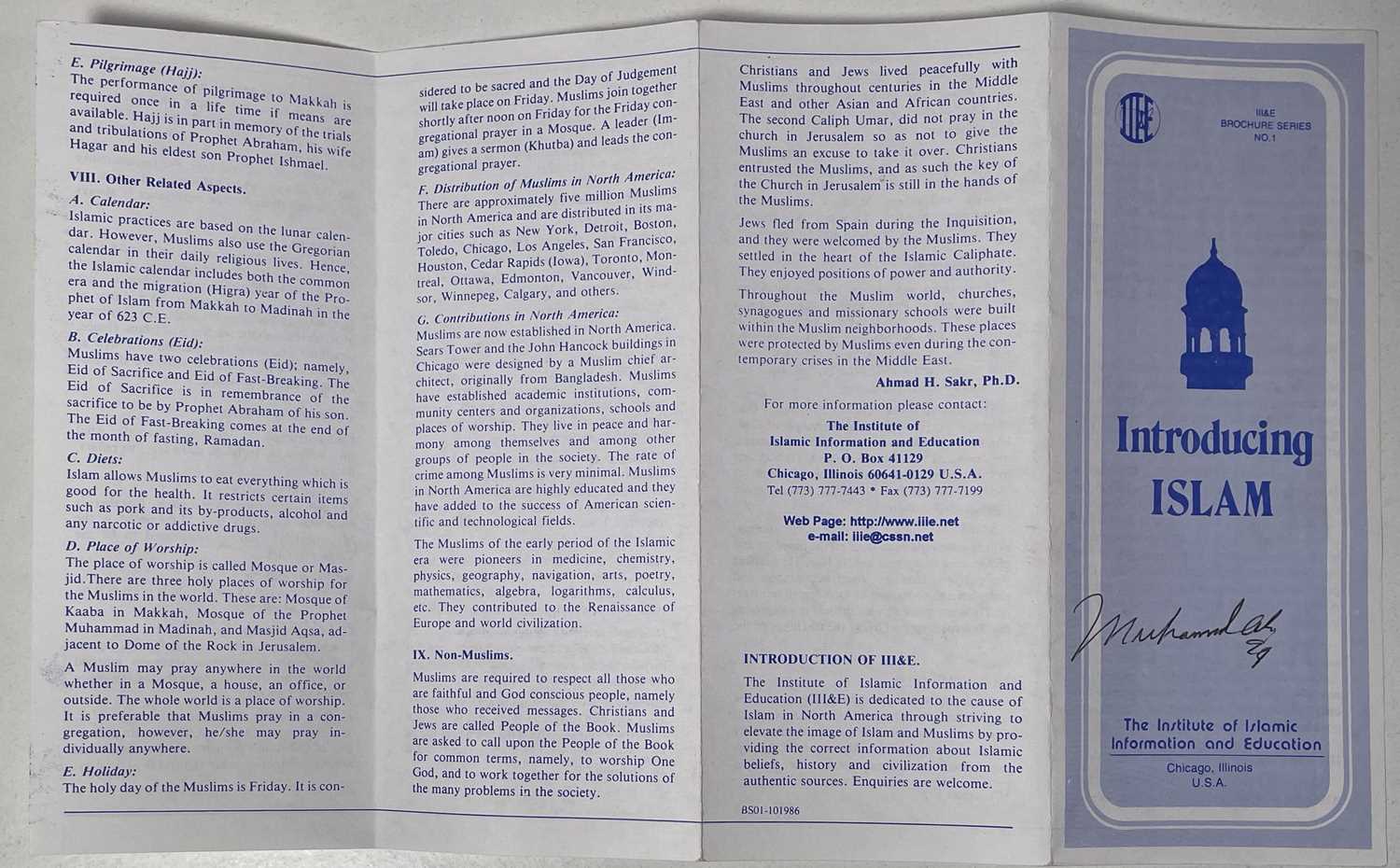 Lot 304 - MUHAMMED ALI SIGNED LEAFLET.