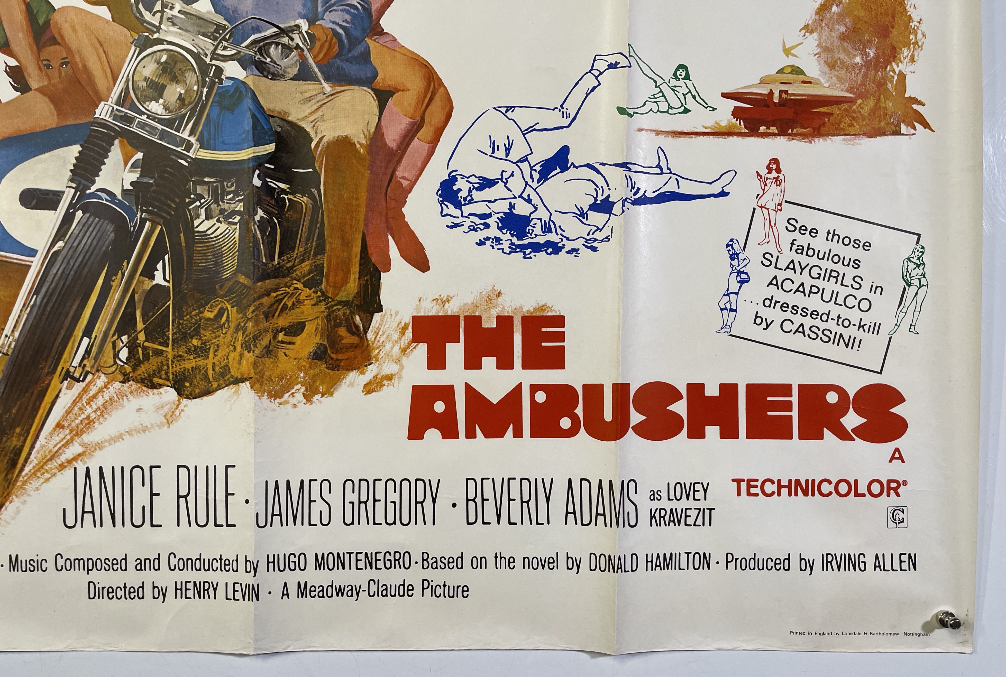 Lot 186 - THE AMBUSHERS (1968) ORIGINAL UK QUAD FILM
