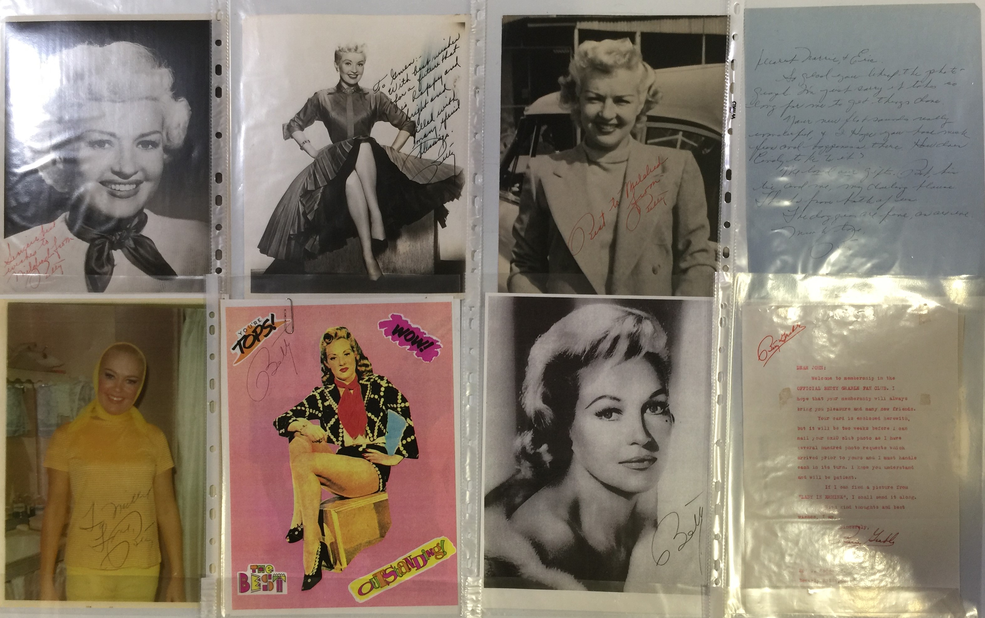 Lot 134 - BETTY GRABLE - COLLECTION OF SIGNED