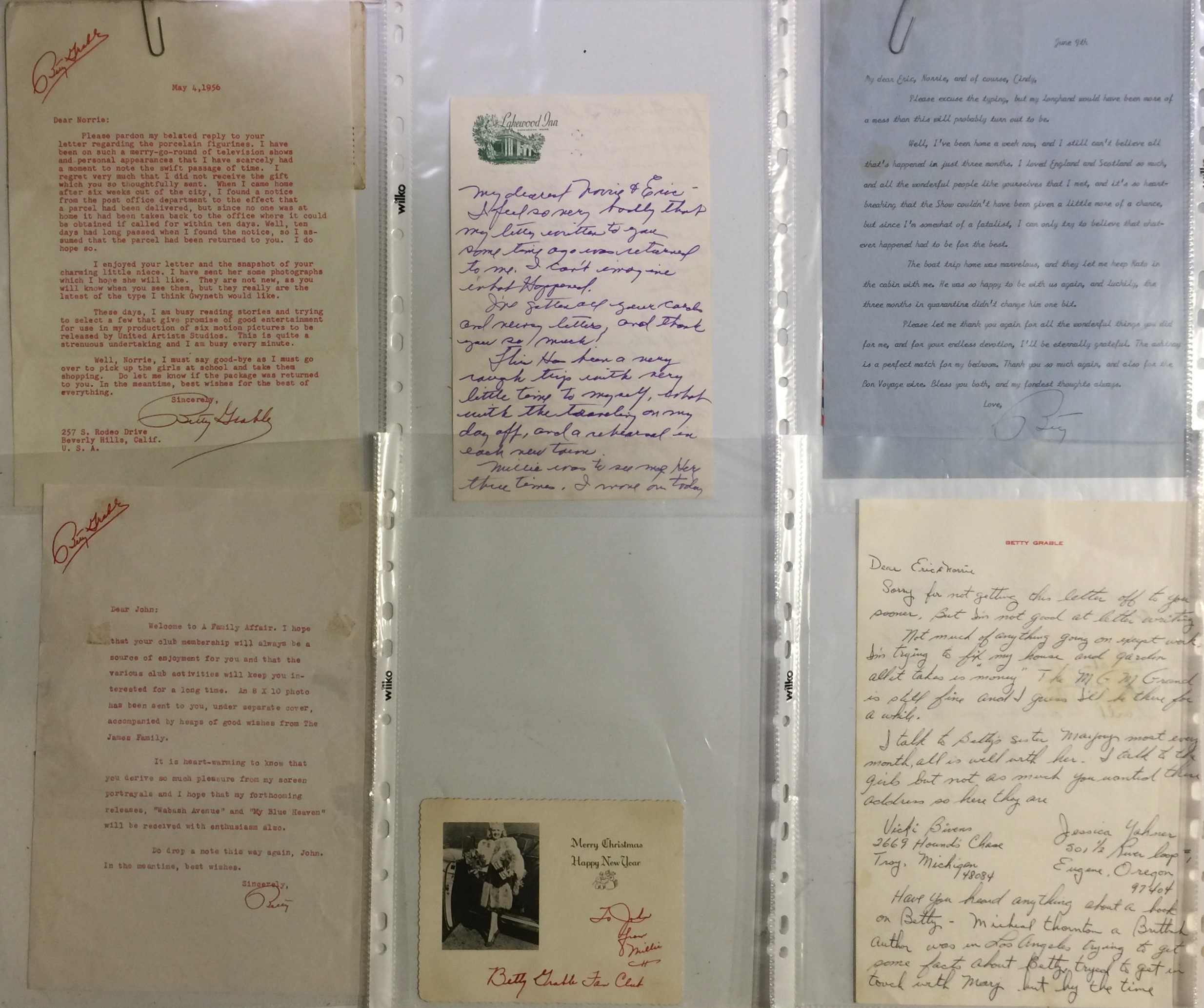 Lot 134 - BETTY GRABLE - COLLECTION OF SIGNED